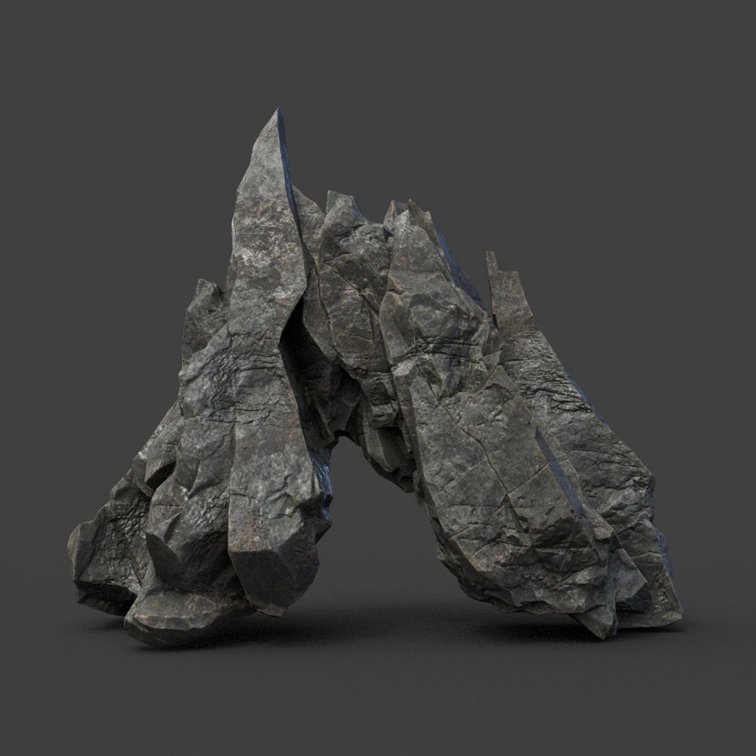 3D 8 Low Poly PBR Scifi Black Sharp Rock - TurboSquid 2163542