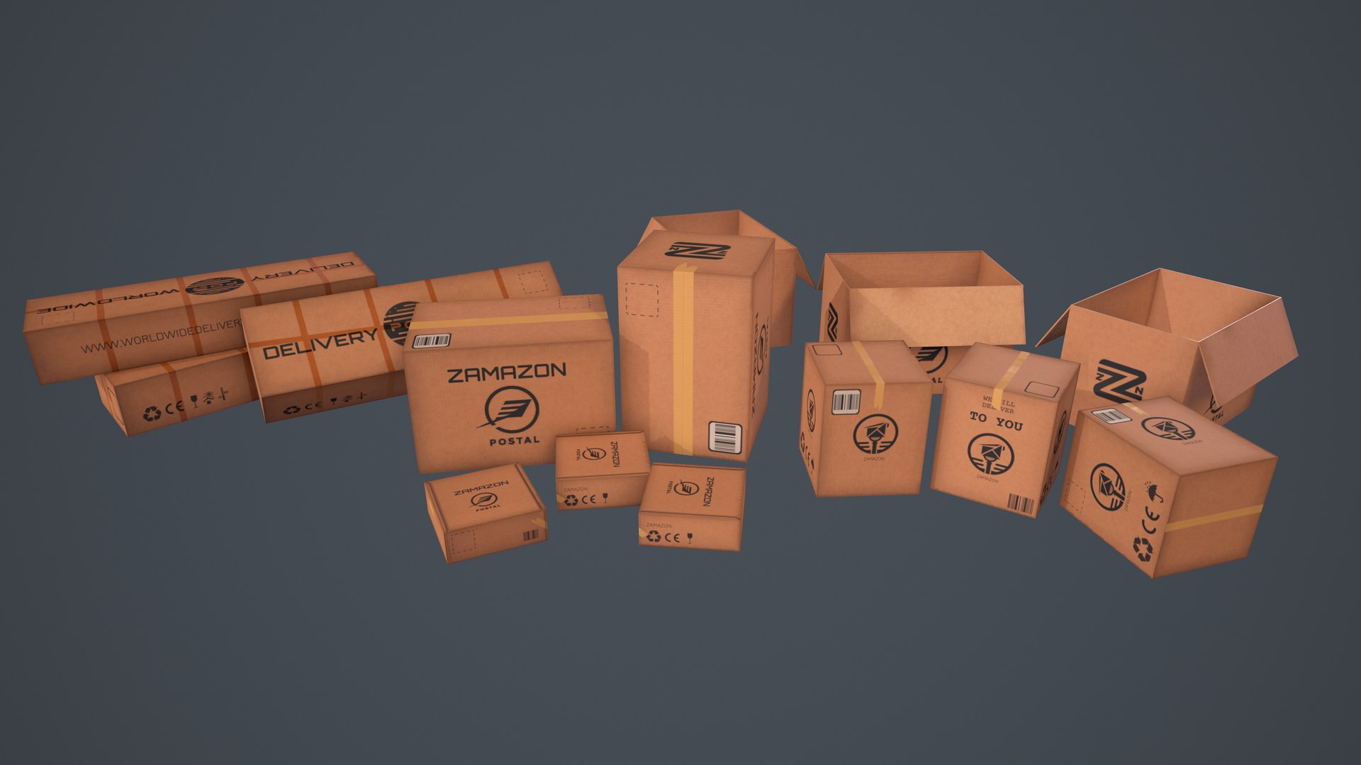 Cardboard Boxes Model - TurboSquid 2192965
