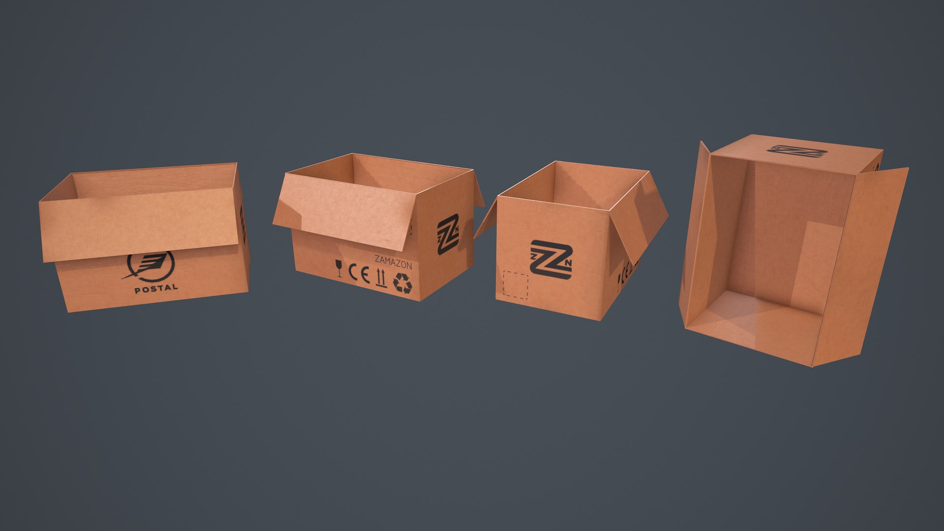 Cardboard Boxes Model - TurboSquid 2192965
