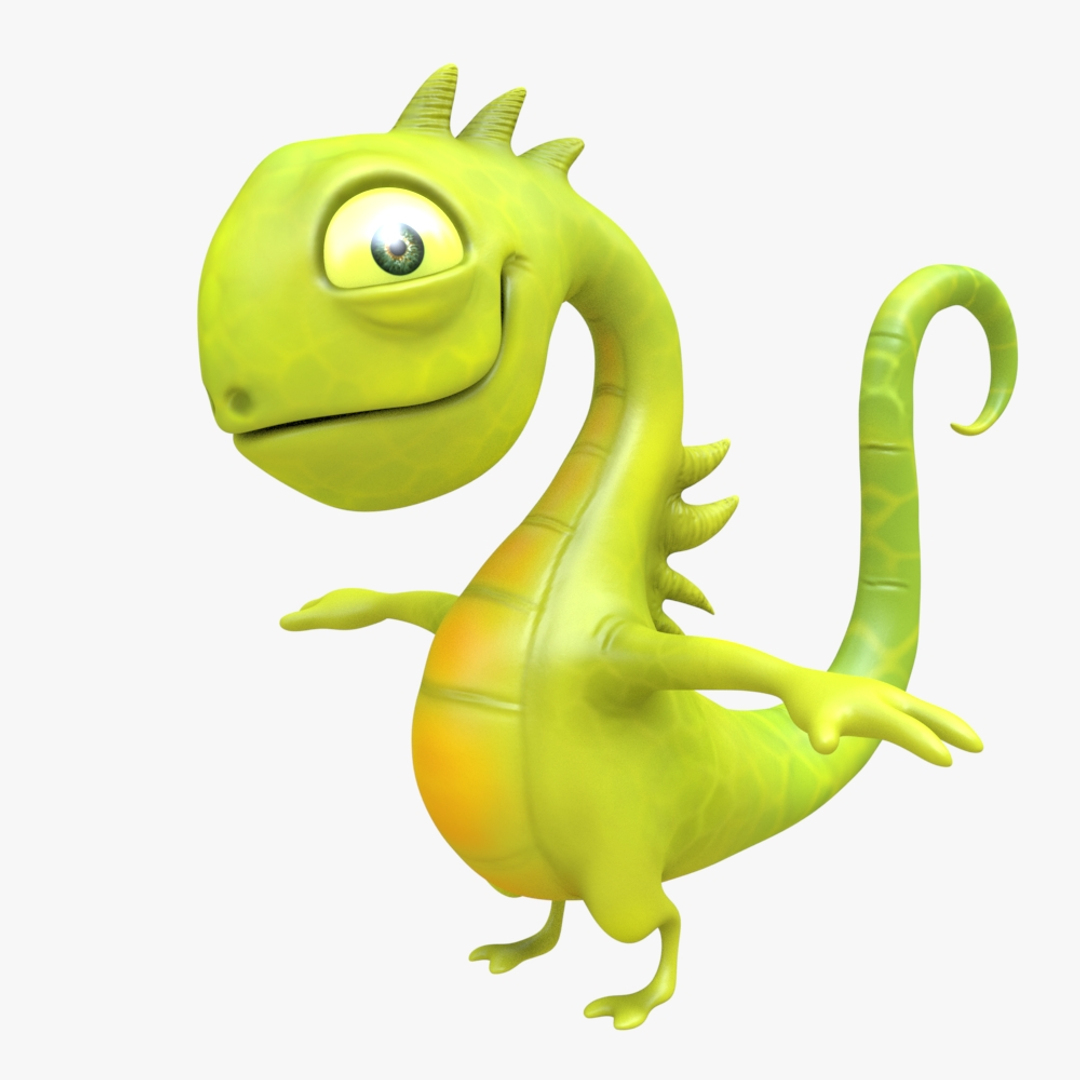 3d model iguana cartoon character