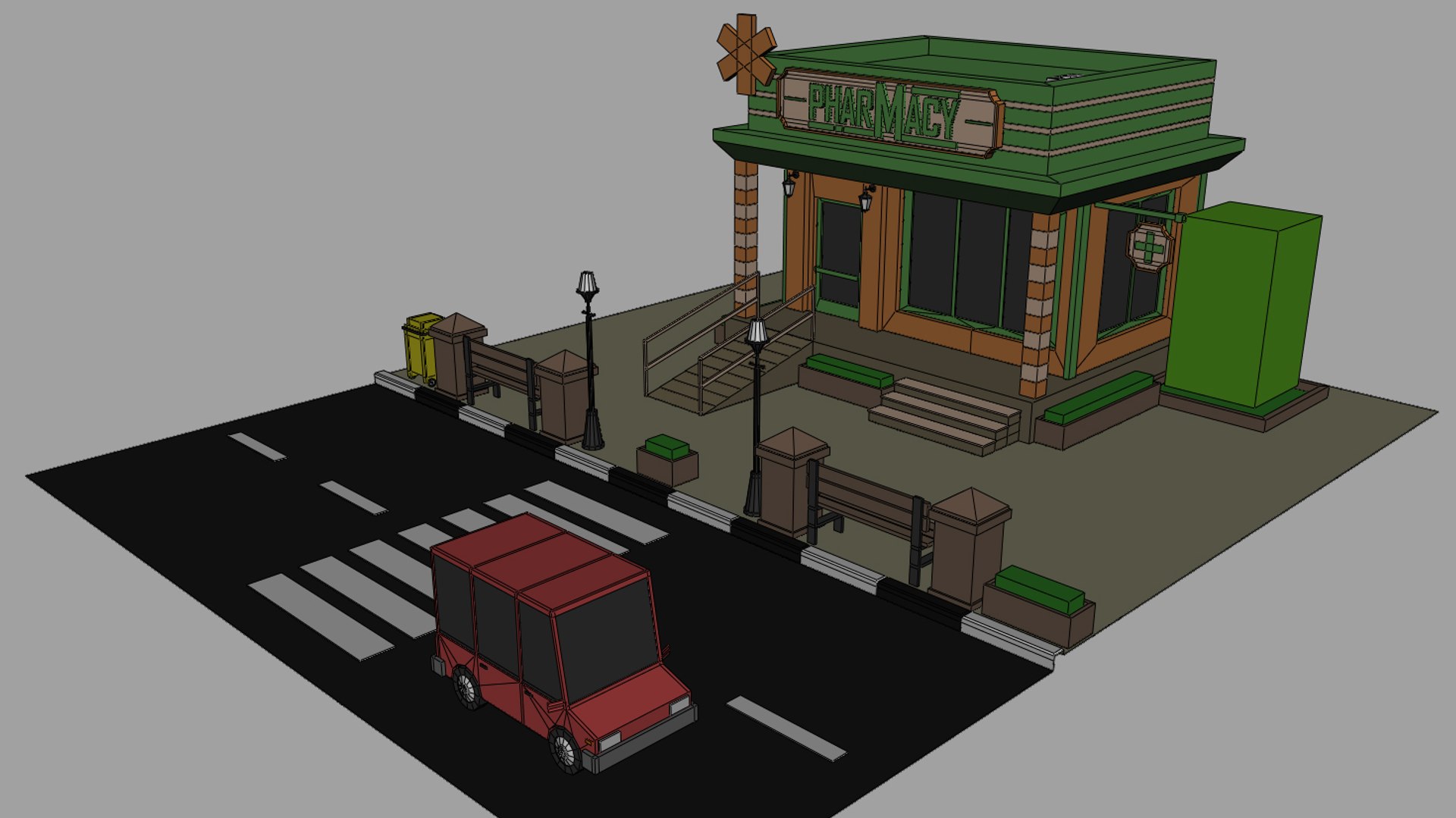 Building Pharmacy 3D Model - TurboSquid 1366332