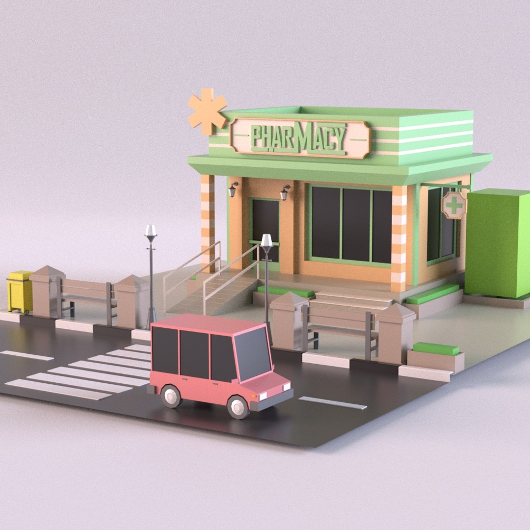 Building Pharmacy 3D Model - TurboSquid 1366332
