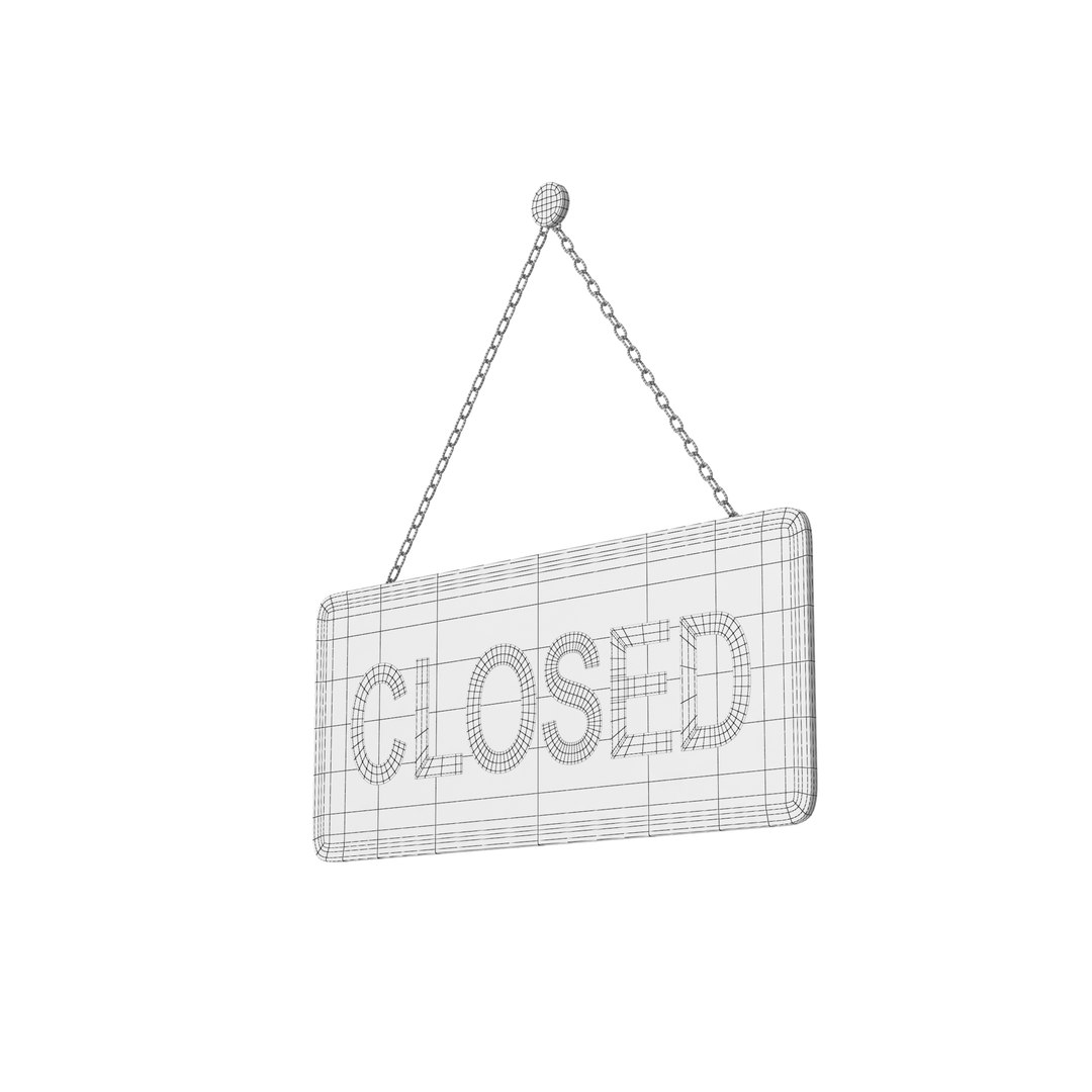 Red Hanging Closed Sign 3D Model - TurboSquid 2029589