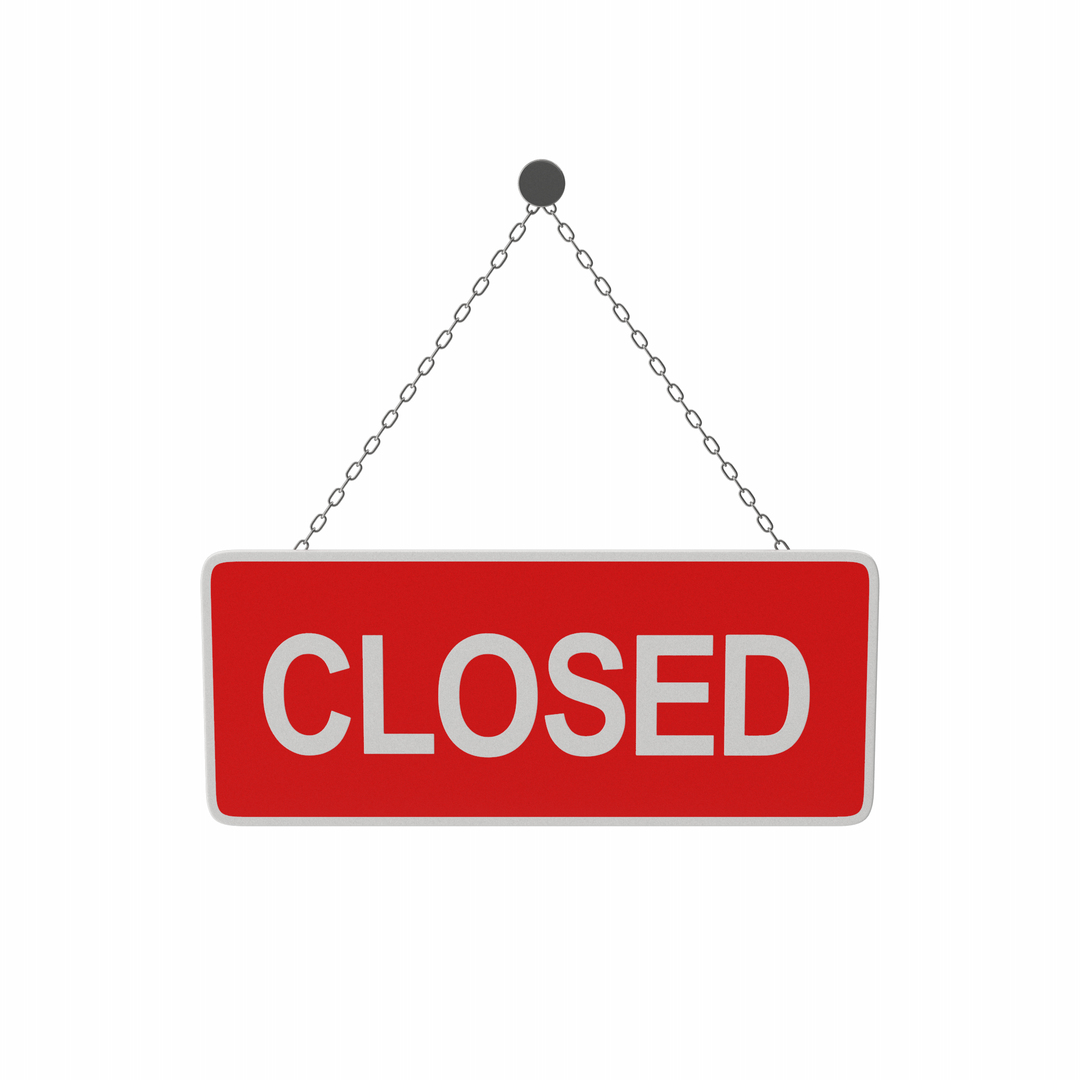 Red Hanging Closed Sign 3D Model - TurboSquid 2029589