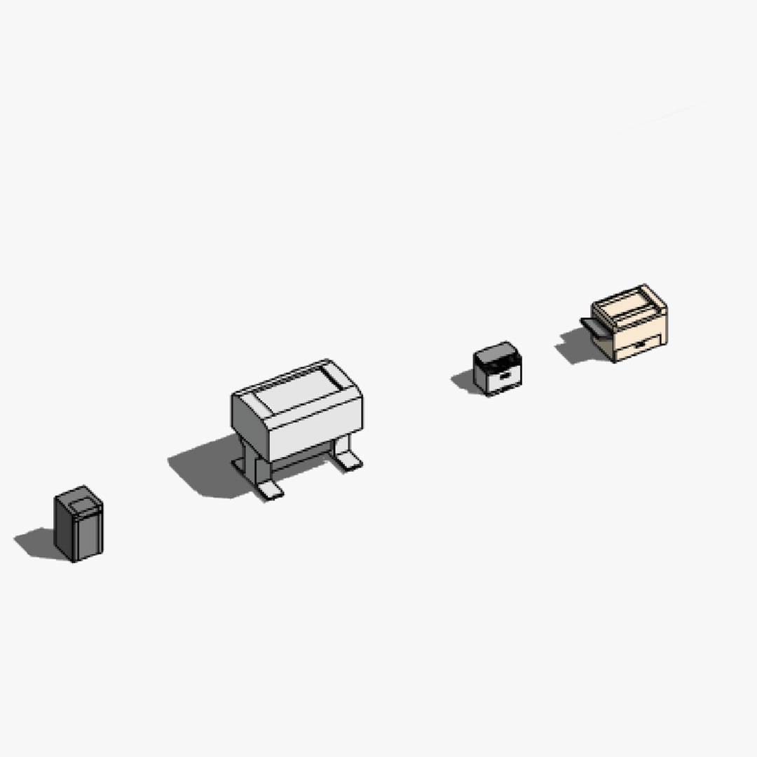 Printers - Revit family model Modelo 3D - TurboSquid 2017070