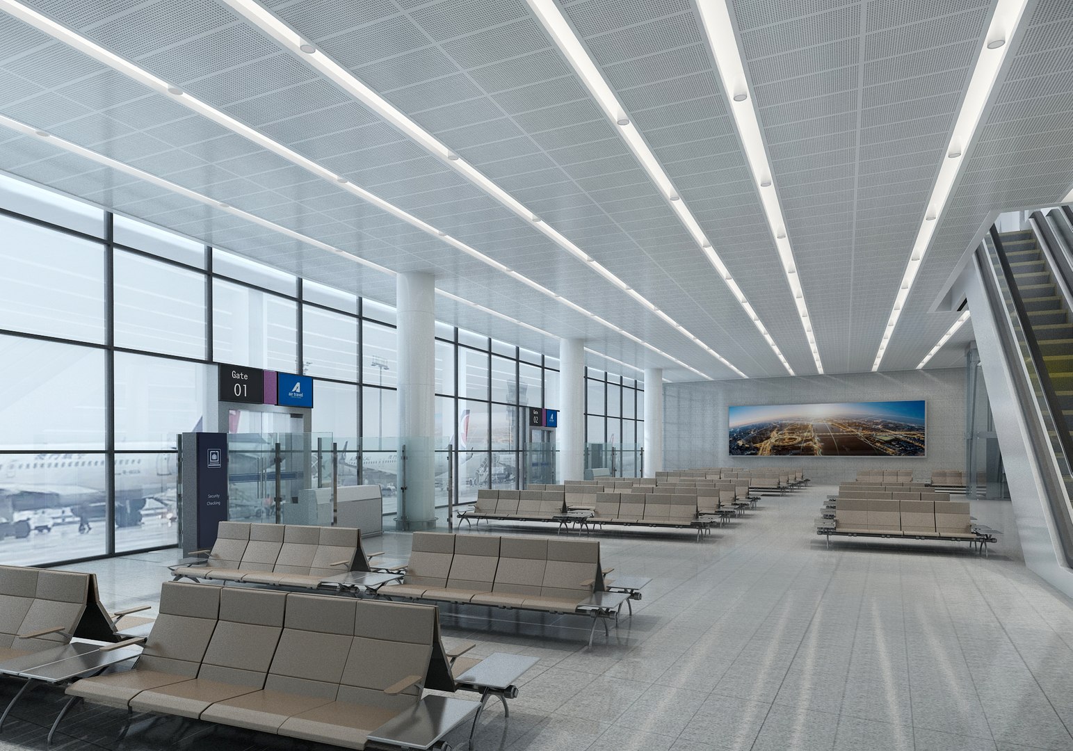 Airport Departures Lounge 01 3D Model - TurboSquid 2049958