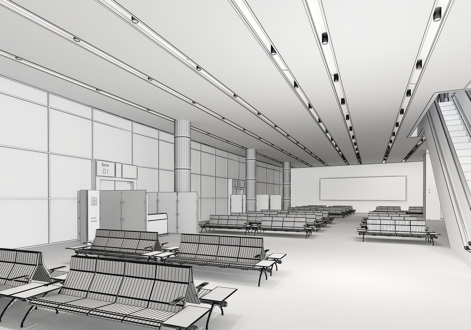 Airport Departures Lounge 01 3D Model - TurboSquid 2049958