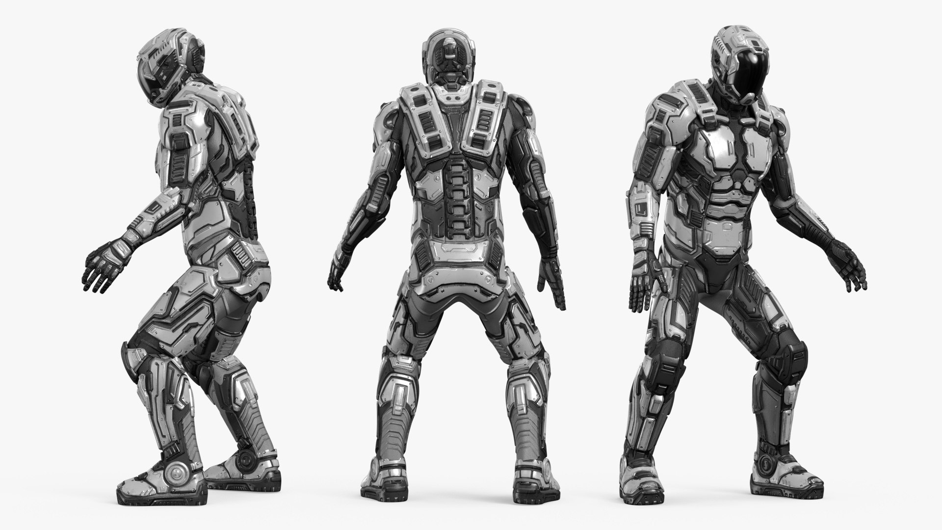Walking Futuristic Armored Robot Animated Rigged For Maya 3D Model ...