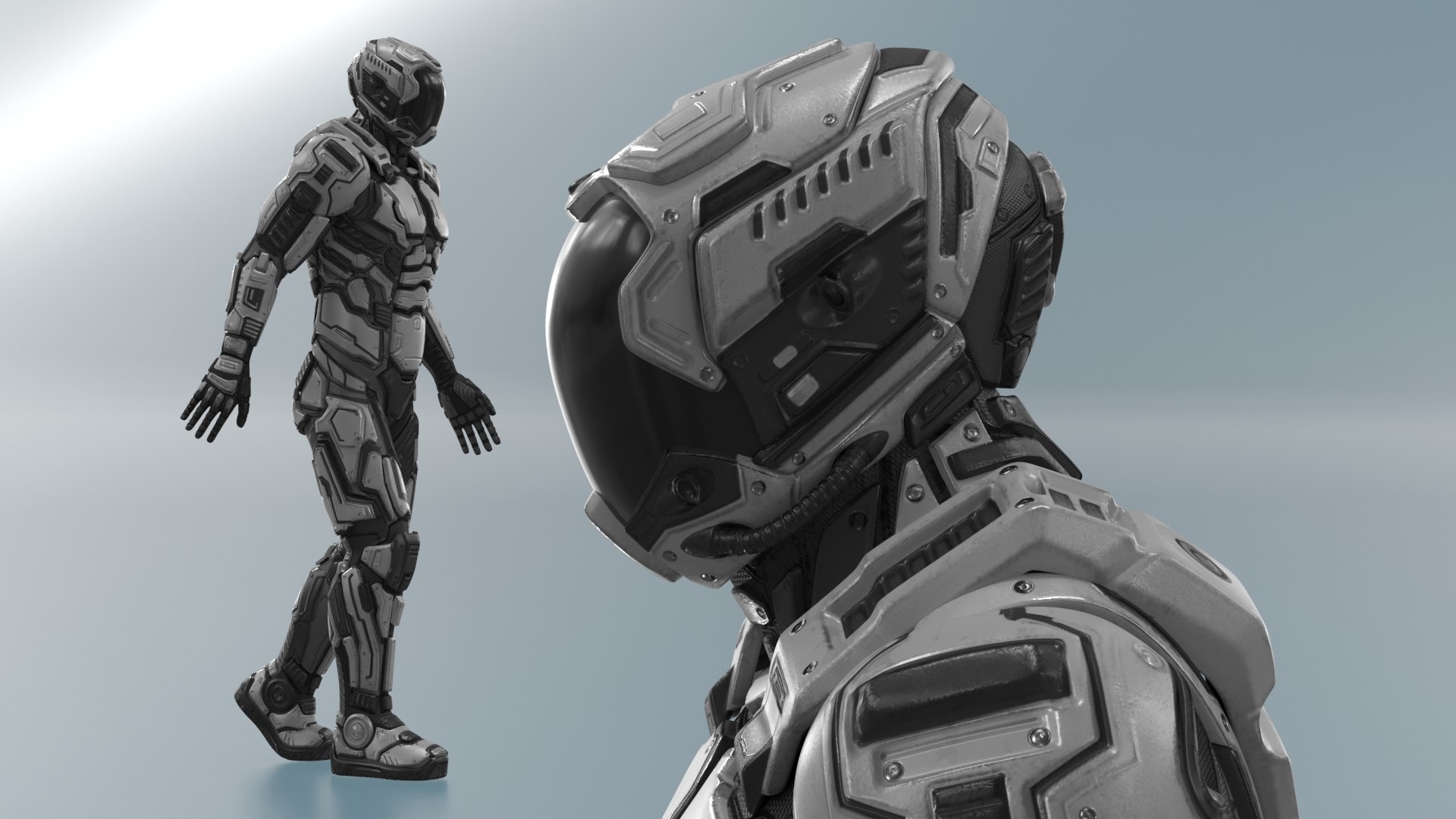 Walking Futuristic Armored Robot Animated Rigged For Maya 3D Model ...