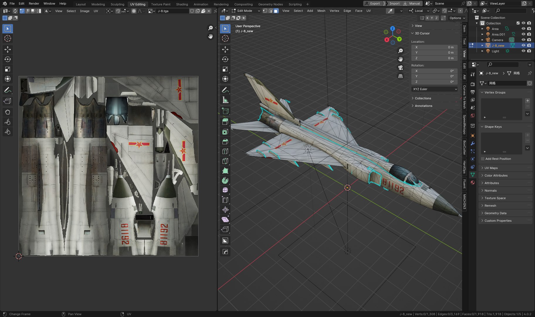 3D Chinese J-8 Fighter Jet Hand Painted Game Model - TurboSquid 2242909