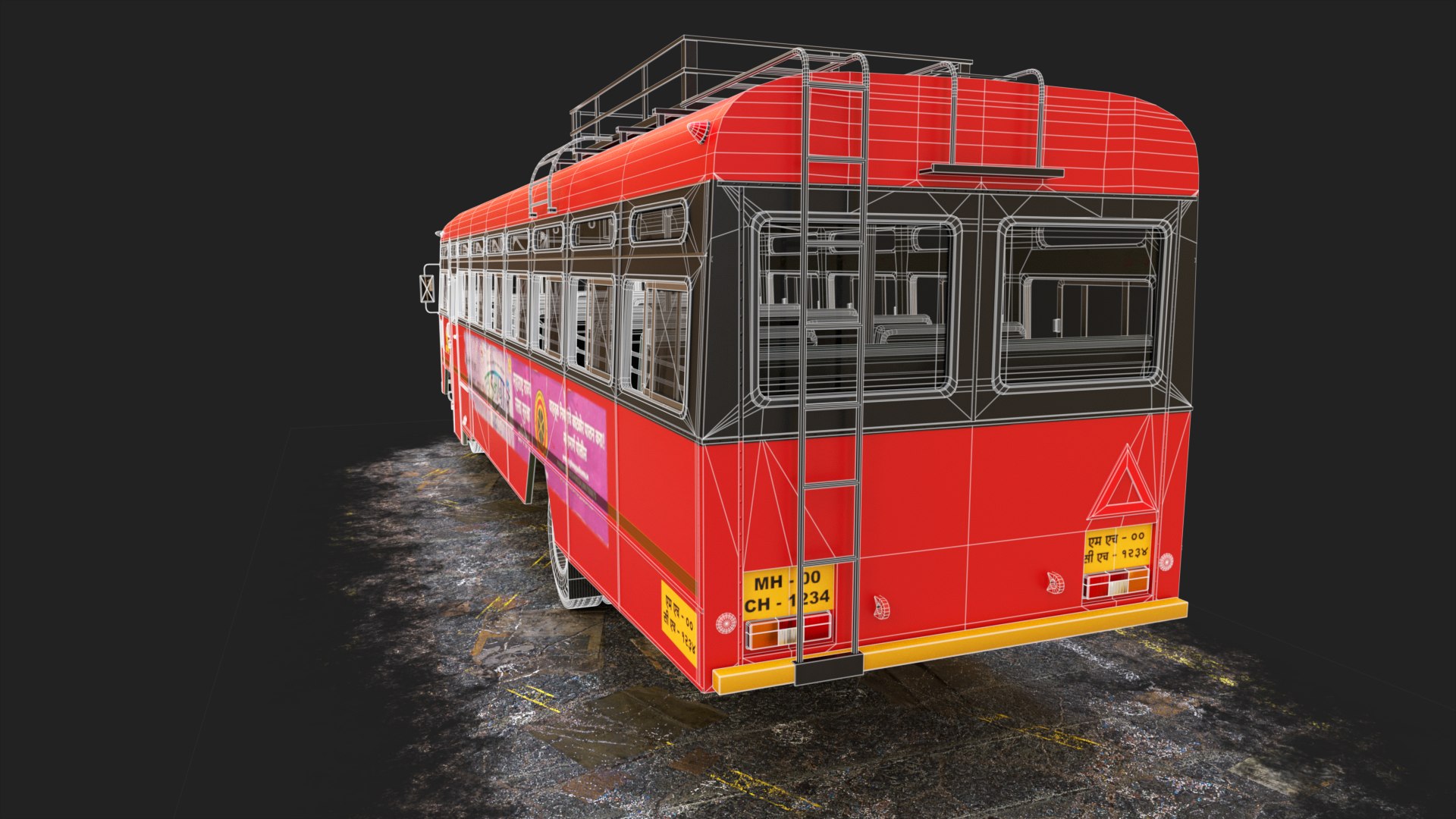 Indian ST Bus Collection Of 5 V2 3D Model - TurboSquid 2286527