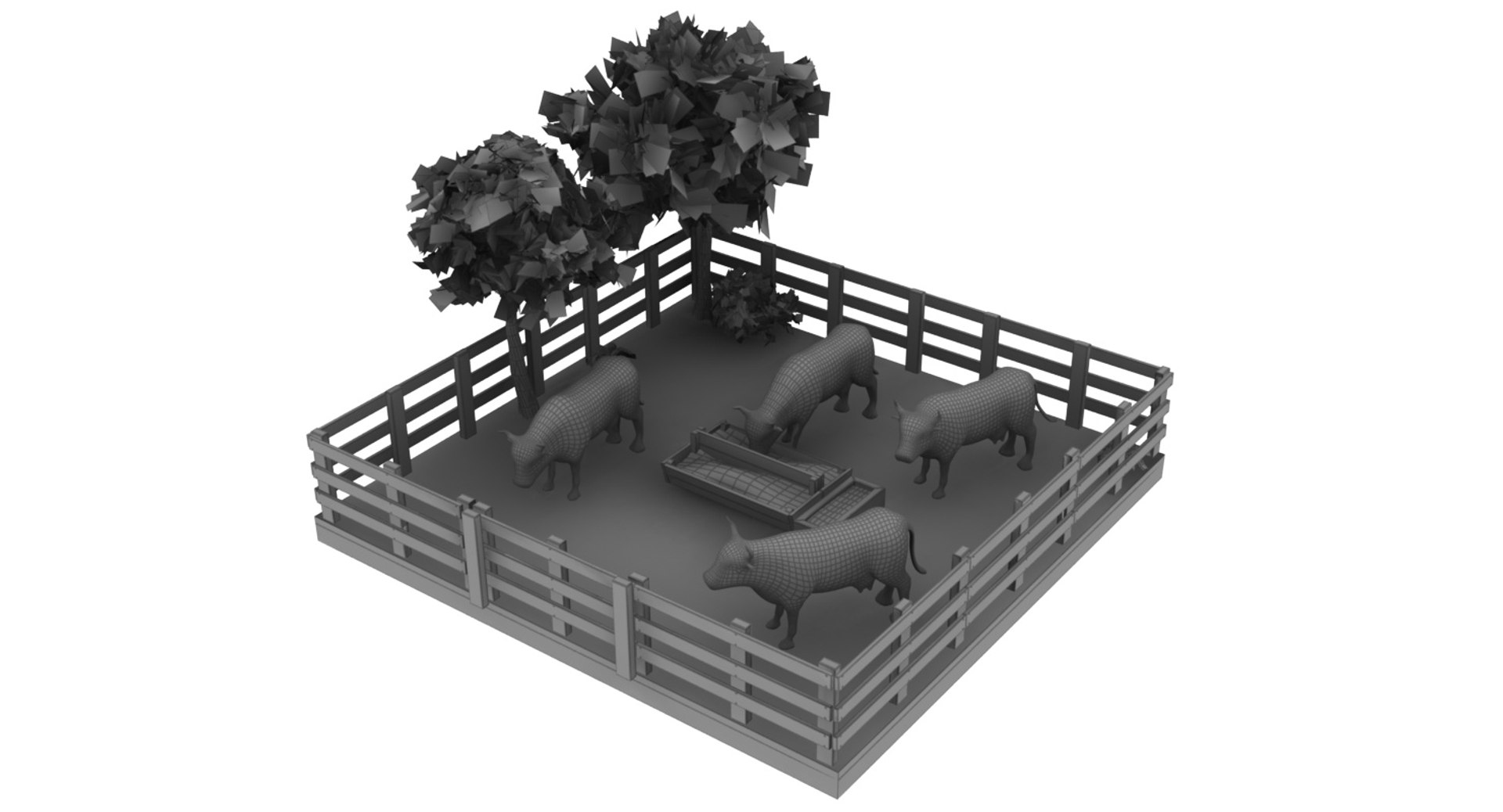 Cow Farm 3D Model - TurboSquid 1422761