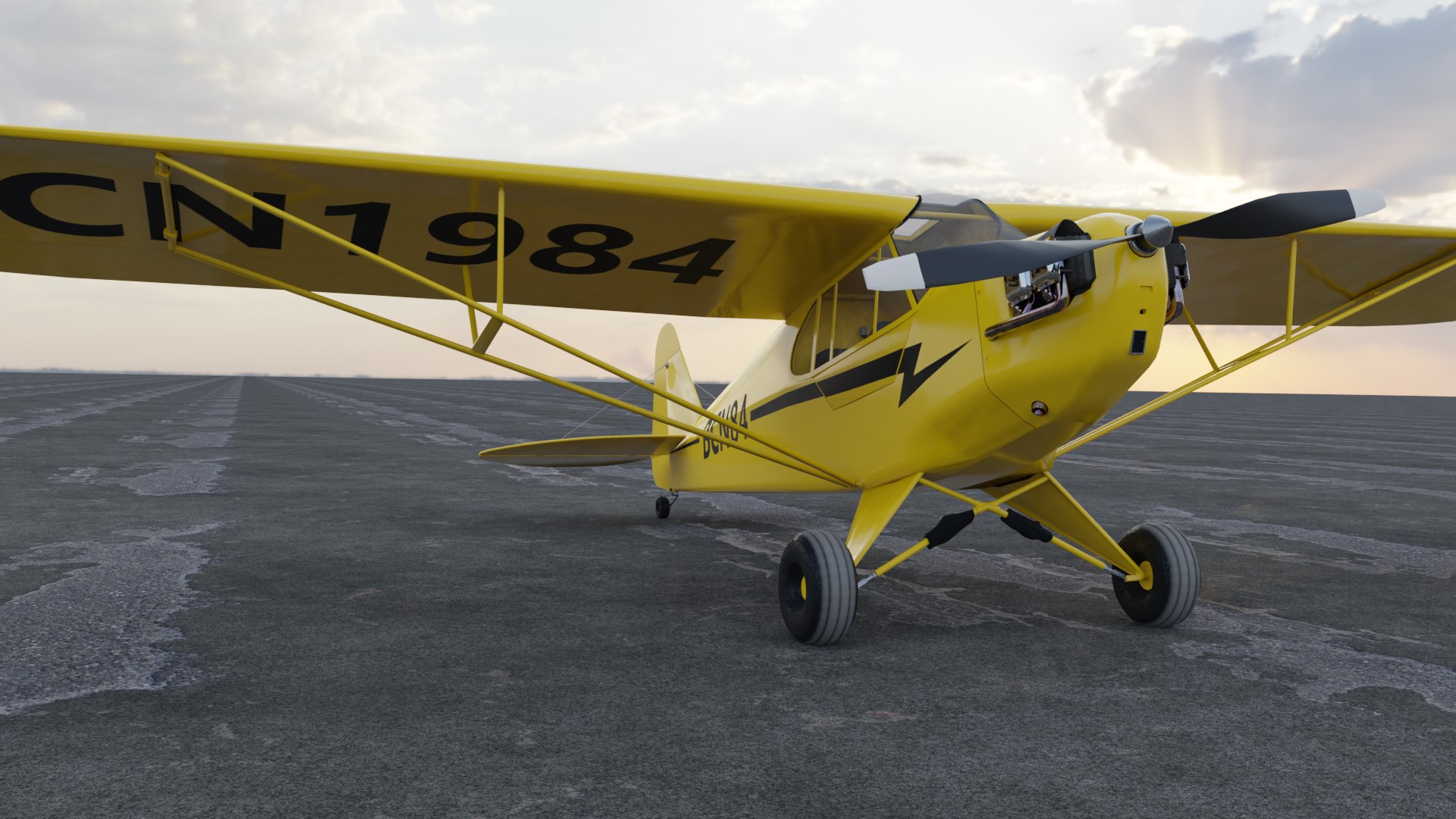 3D Light Aircraft Piper J3 3 colors model - TurboSquid 1740574