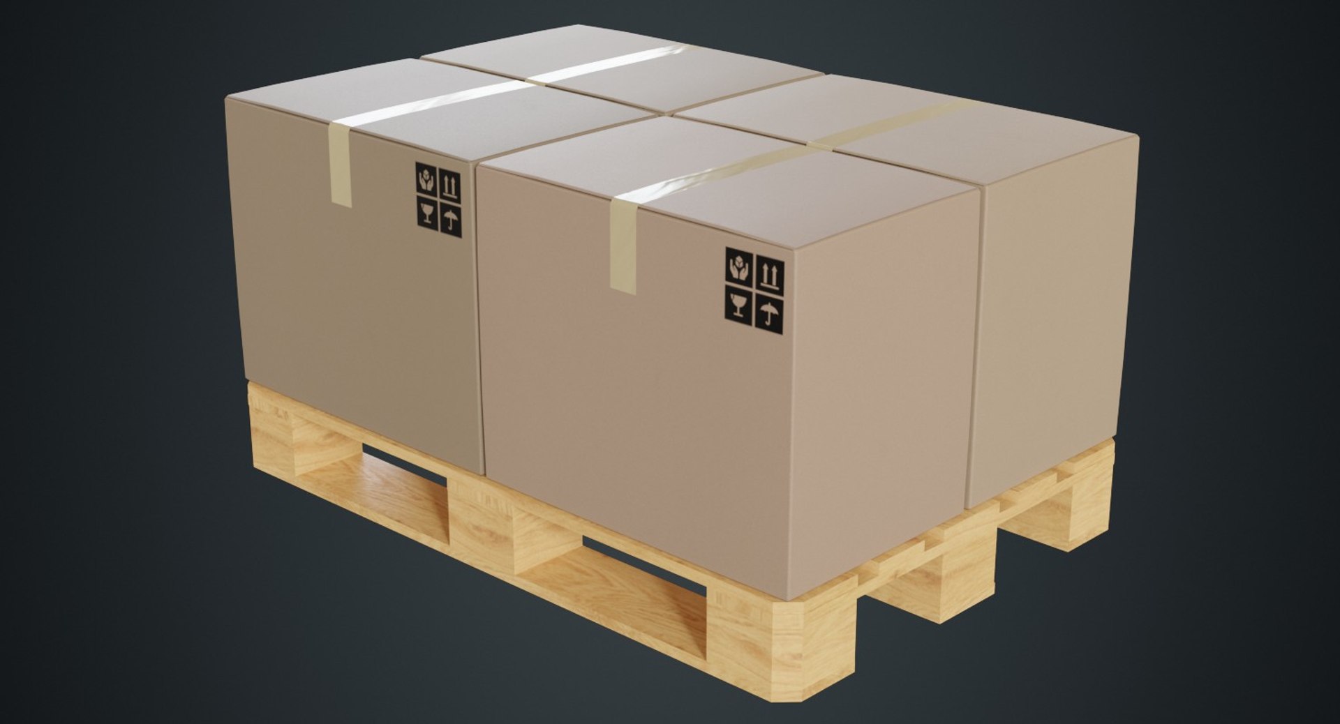 Pallet Cardboard Boxes 2a 3D Model - TurboSquid 1378228