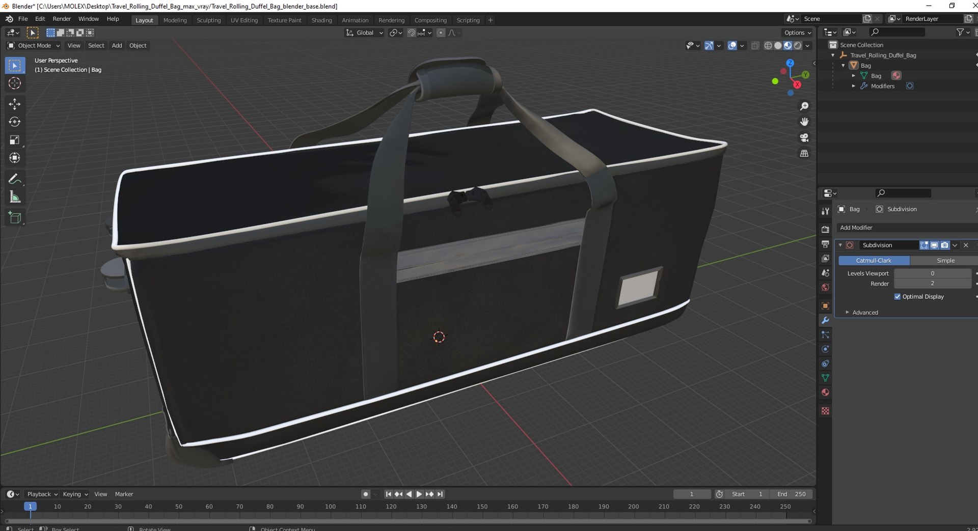 3D Travel Rolling Duffel Bag - TurboSquid 2070497