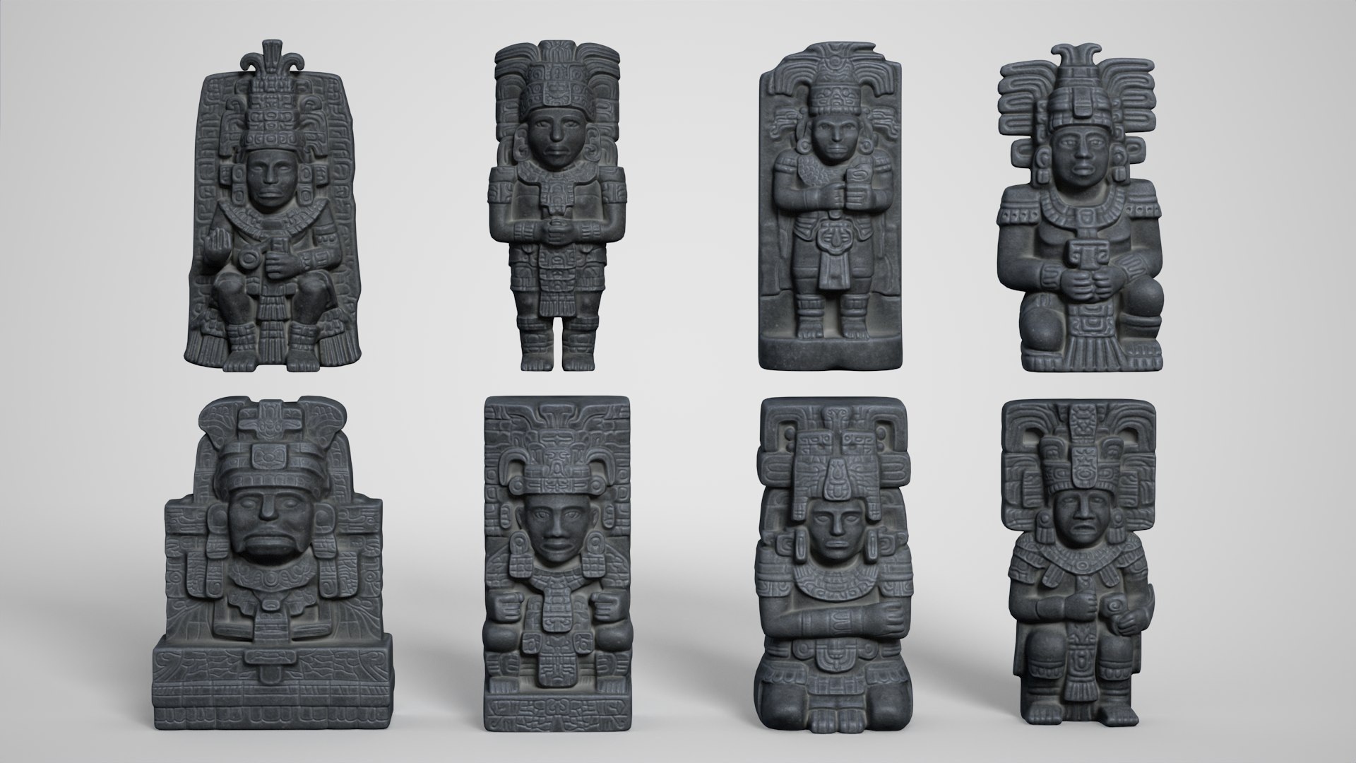 3D 8 Mayan Statues - 241212 Model - TurboSquid 2324688