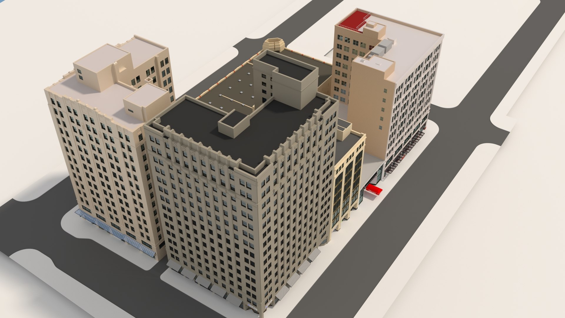 Downtown Seattle City Block 3d Model