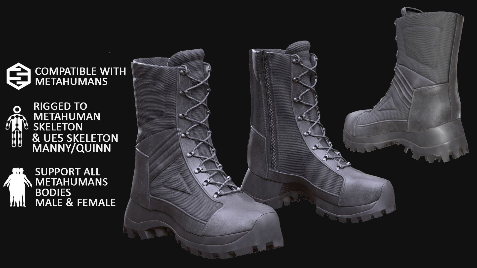 3D Military Boots 6 - All MH Bodies UE5 Skeletons - Rigged - TurboSquid ...