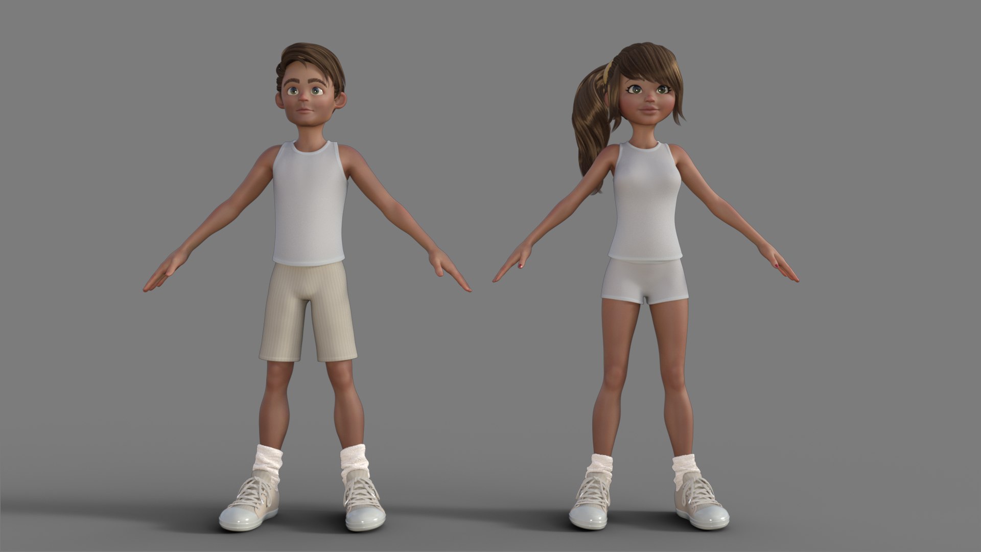 Cute Girl And Boy 3D Cartoon Model 3D Model - TurboSquid 1909150