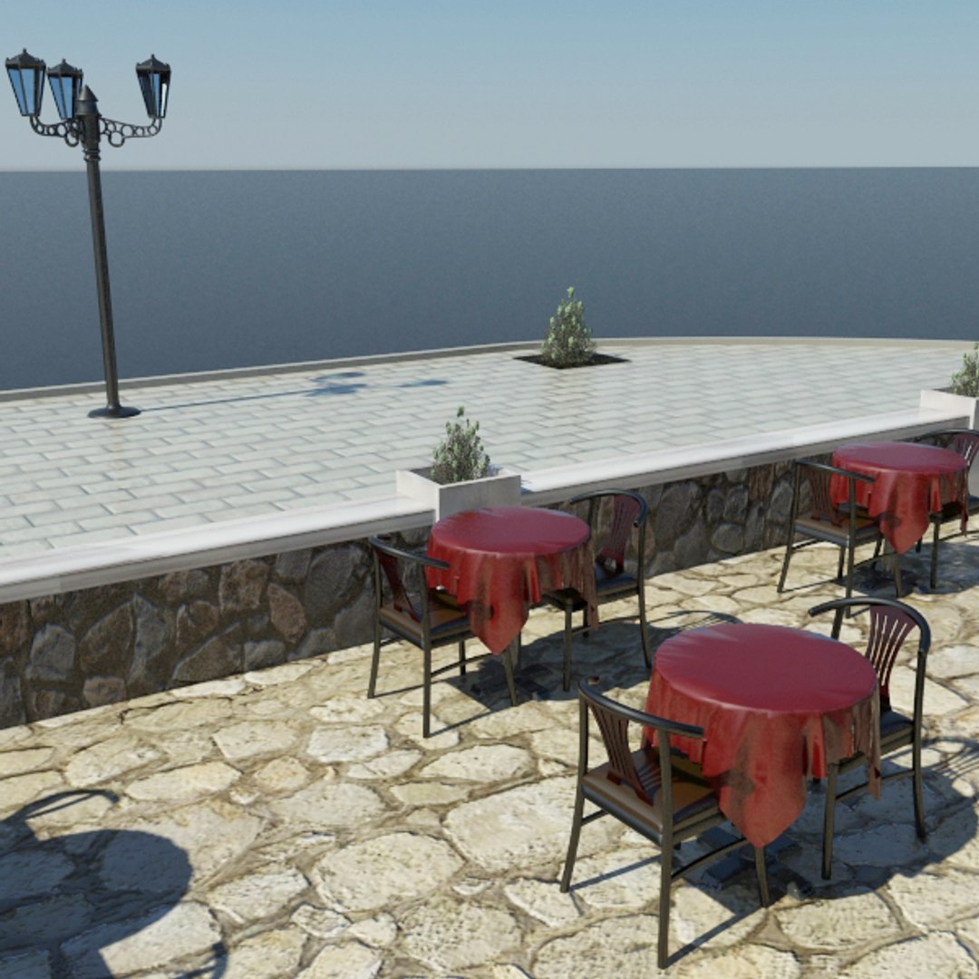 Outdoor Cafe 3d Model