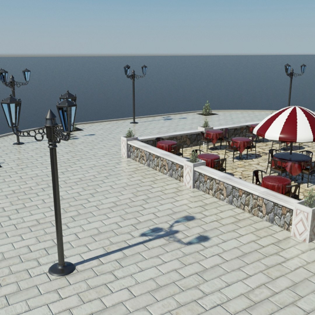 Outdoor Cafe 3d Model