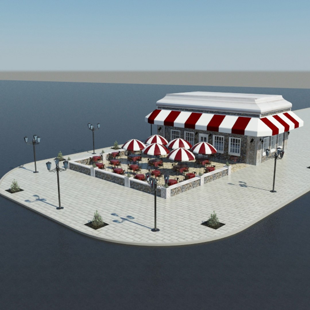 Outdoor Cafe 3d Model