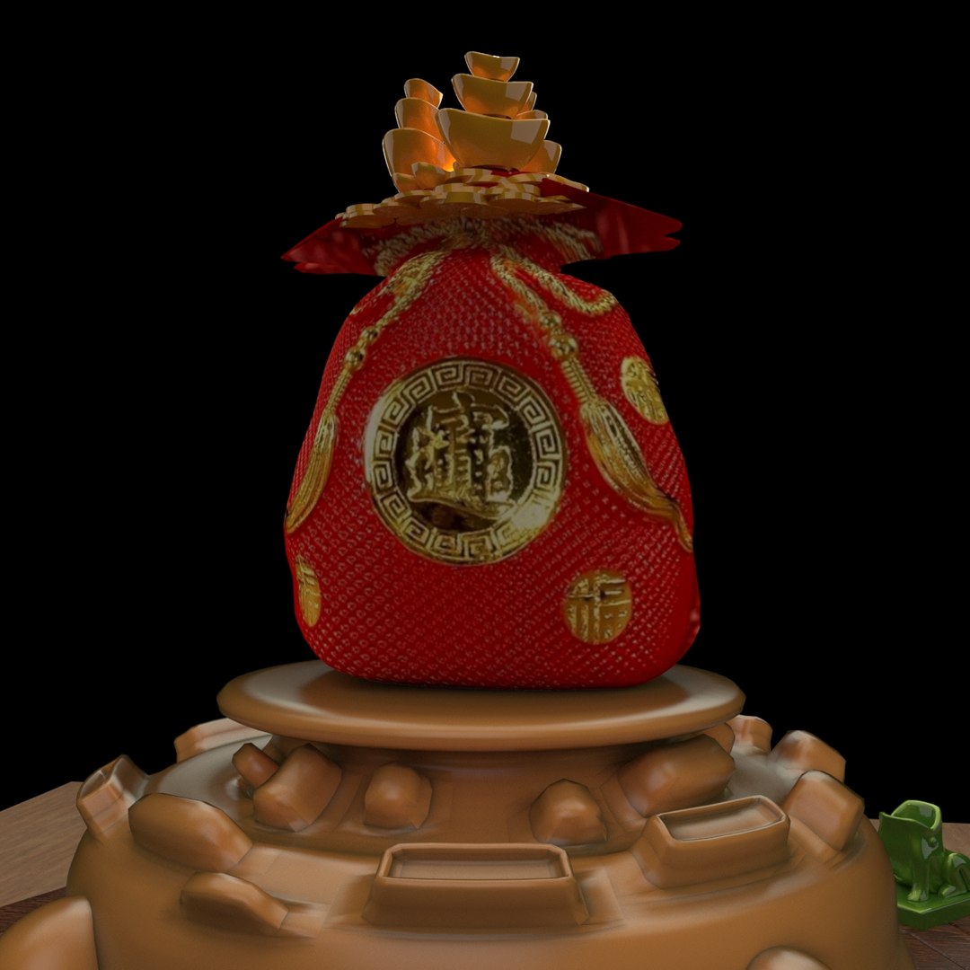 Chinese Money Bag With Yuan Bao 3D - TurboSquid 2242255