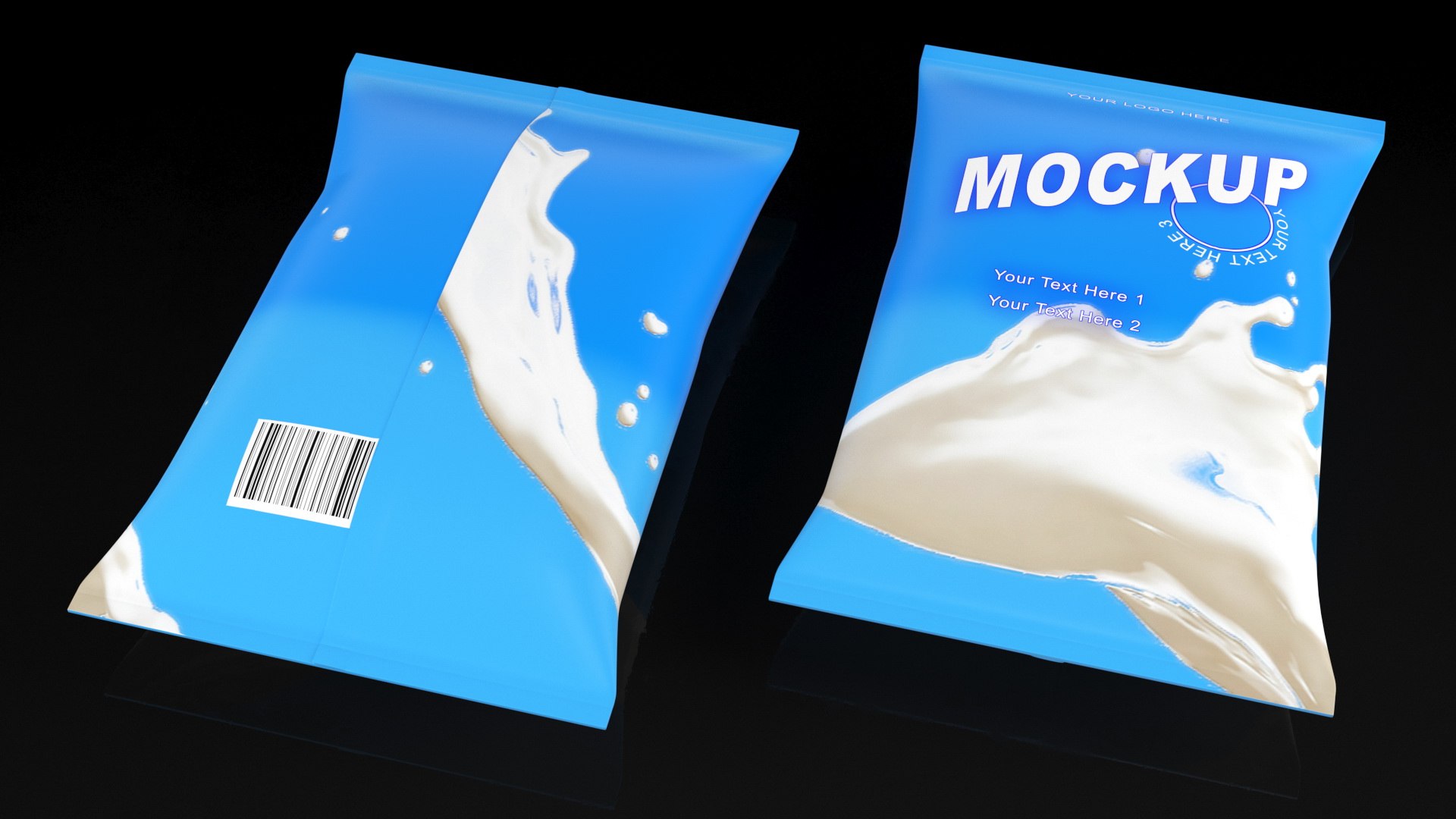 3D Pillow Shape Milk Packaging Mockup Blue Model - TurboSquid 1926592