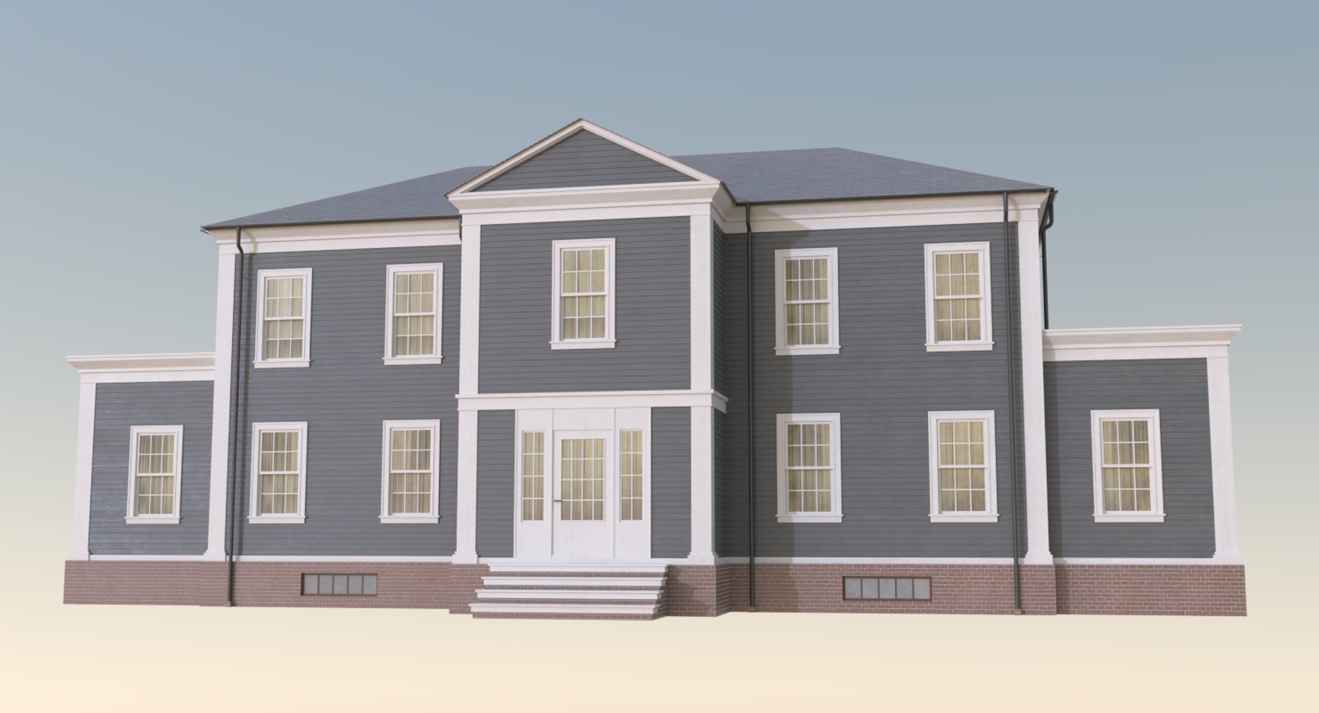 Colonial House 3D Model - TurboSquid 1190986