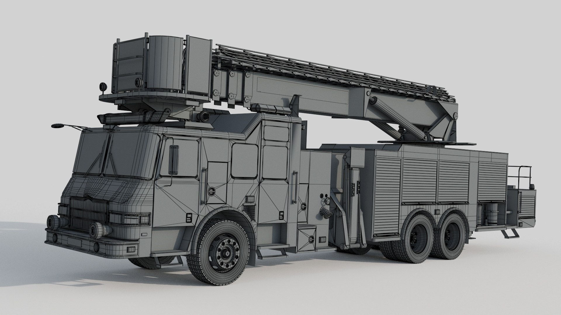 3d Model Firefighting Truck With Ladder Turbosquid 1895151