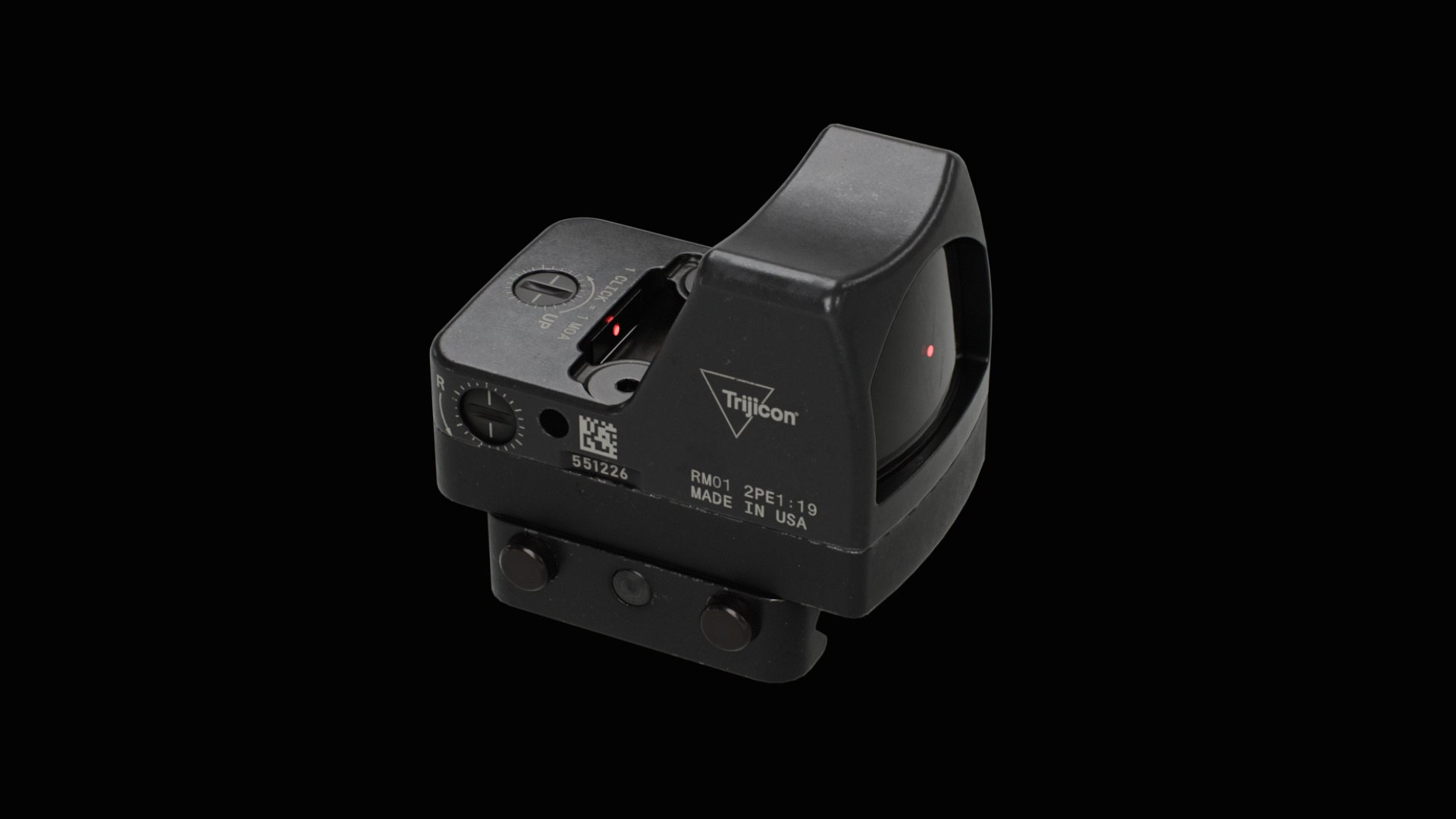 3D Model Trijicon RMR Automatic LED Illuminated And 45 Degree Mount ...