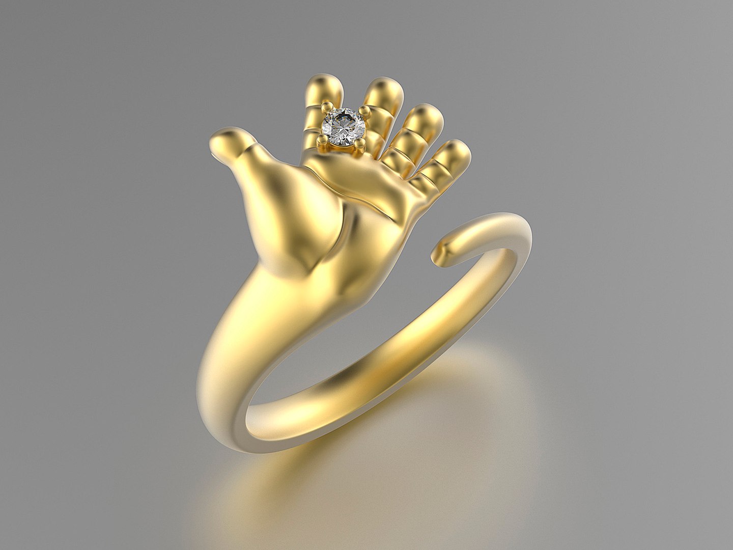 Jewelry Gold Hand Shaped Ring with Diamond 0031 v1 1 Stl 3dm Fbx 3D ...