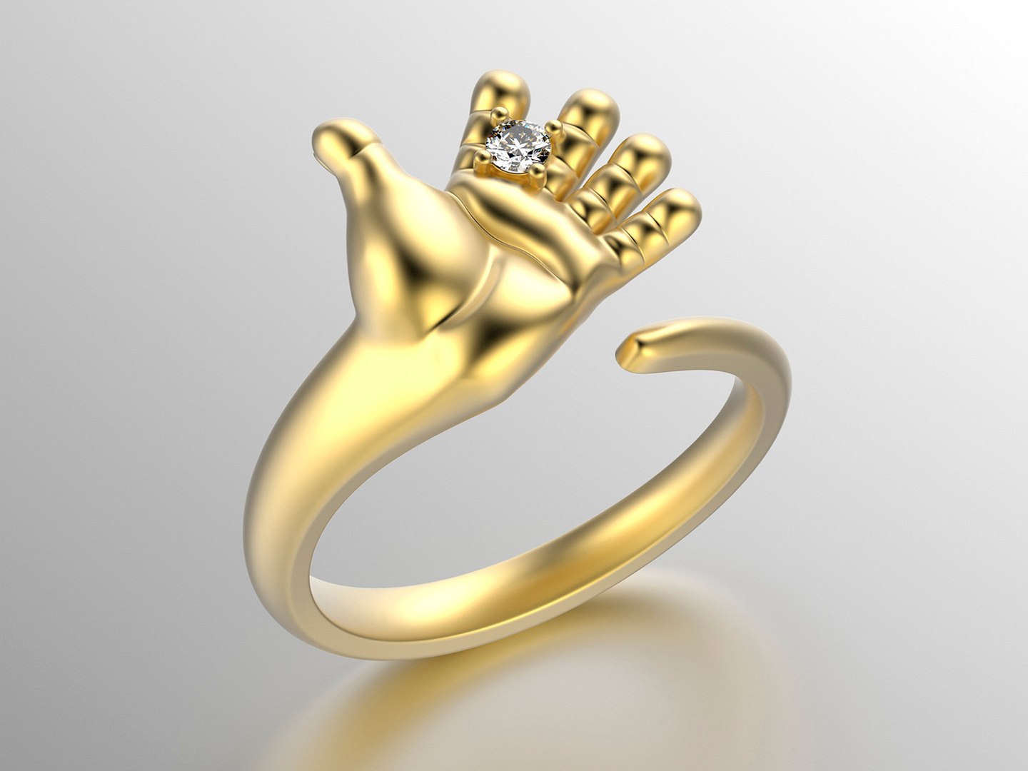 Jewelry Gold Hand Shaped Ring with Diamond 0031 v1 1 Stl 3dm Fbx 3D ...