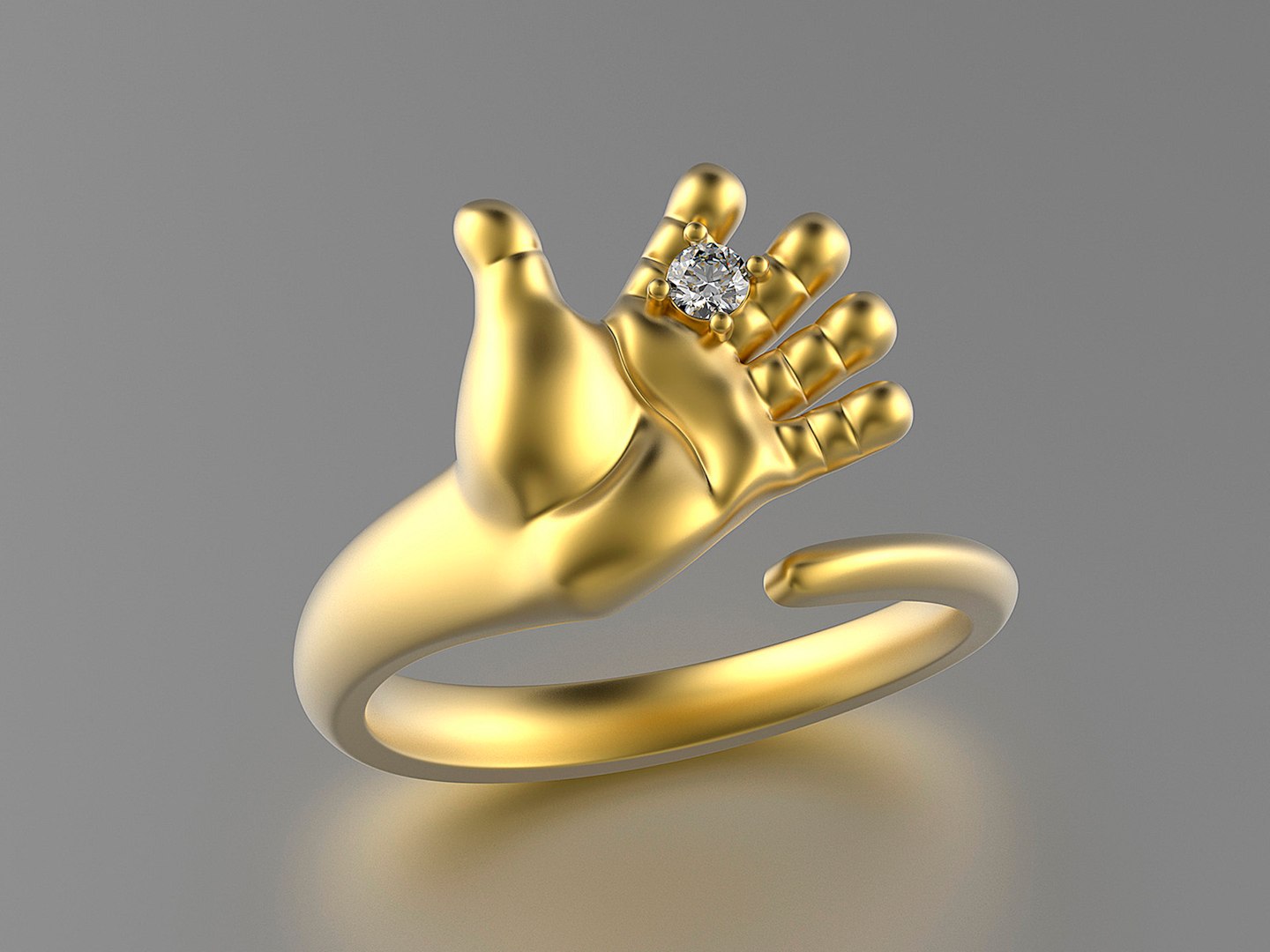 Jewelry Gold Hand Shaped Ring with Diamond 0031 v1 1 Stl 3dm Fbx 3D ...