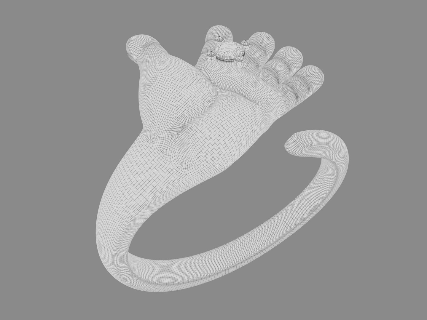 Jewelry Gold Hand Shaped Ring with Diamond 0031 v1 1 Stl 3dm Fbx 3D ...