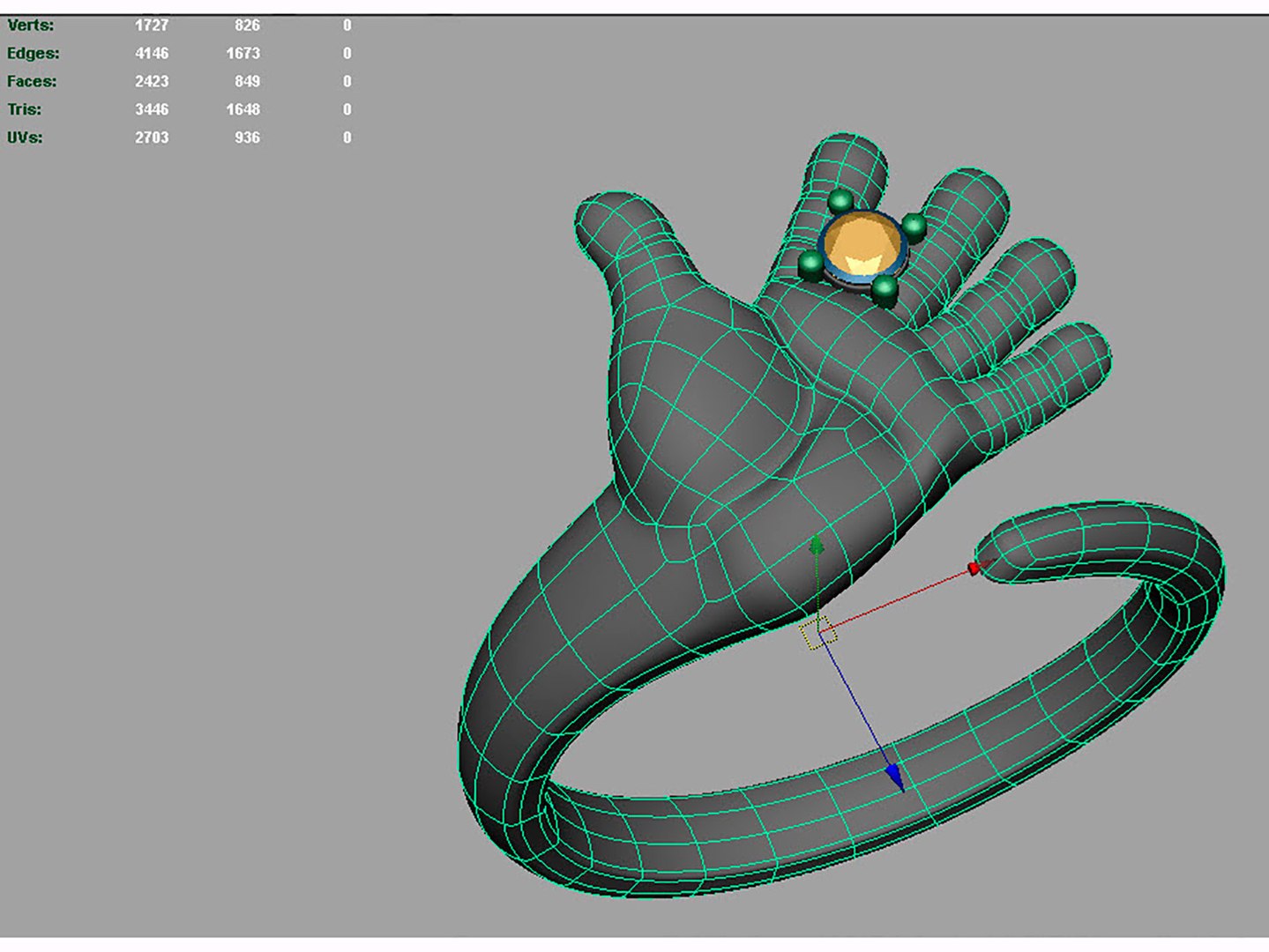 Jewelry Gold Hand Shaped Ring with Diamond 0031 v1 1 Stl 3dm Fbx 3D ...