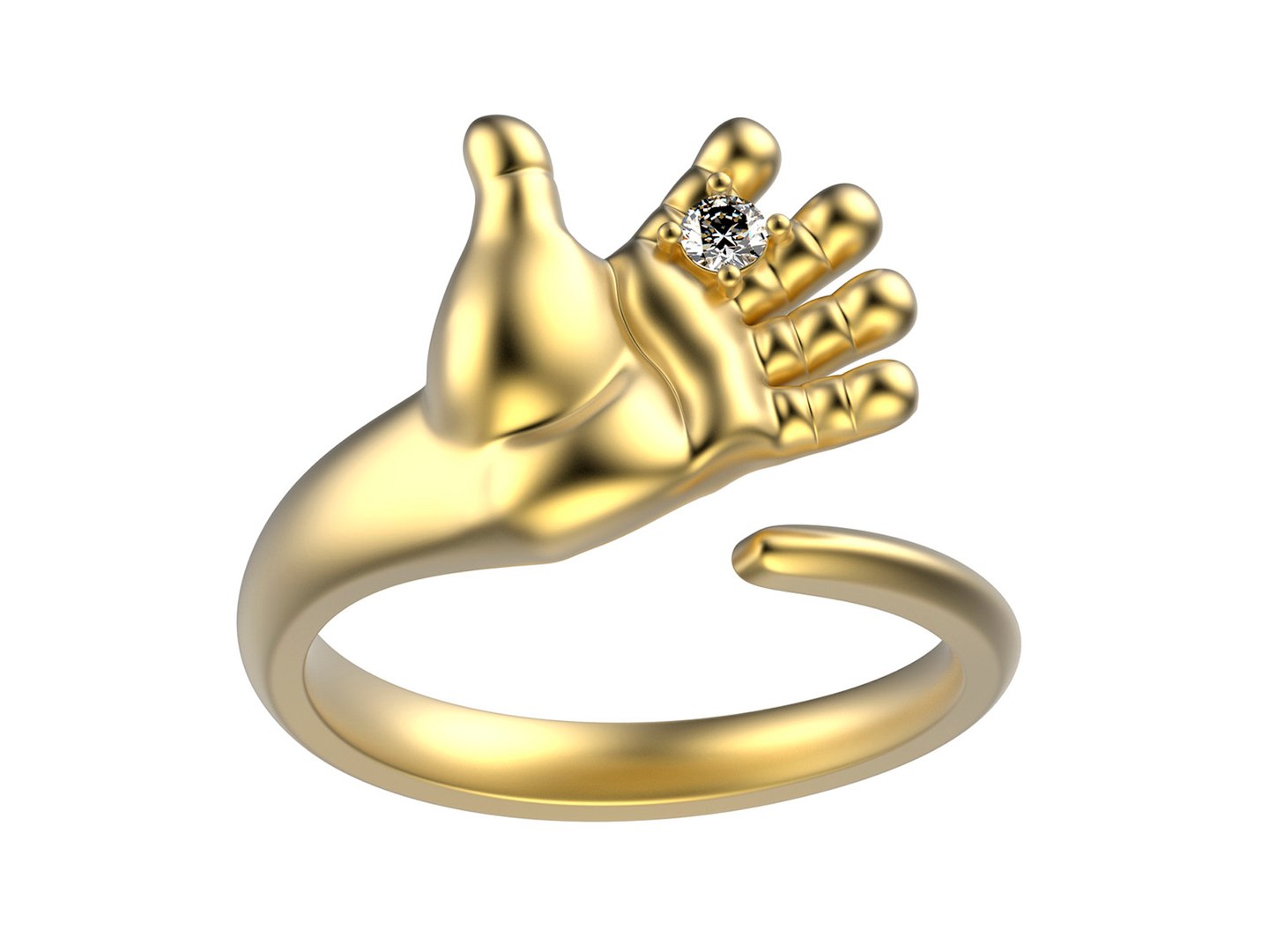 Jewelry Gold Hand Shaped Ring with Diamond 0031 v1 1 Stl 3dm Fbx 3D ...