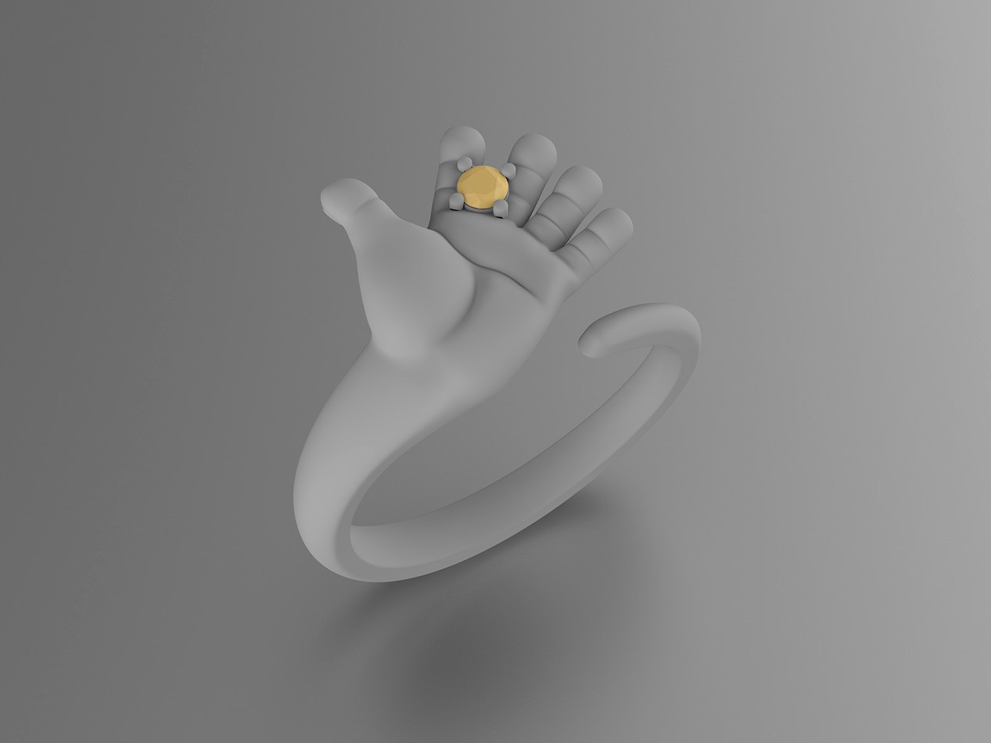 Jewelry Gold Hand Shaped Ring with Diamond 0031 v1 1 Stl 3dm Fbx 3D ...