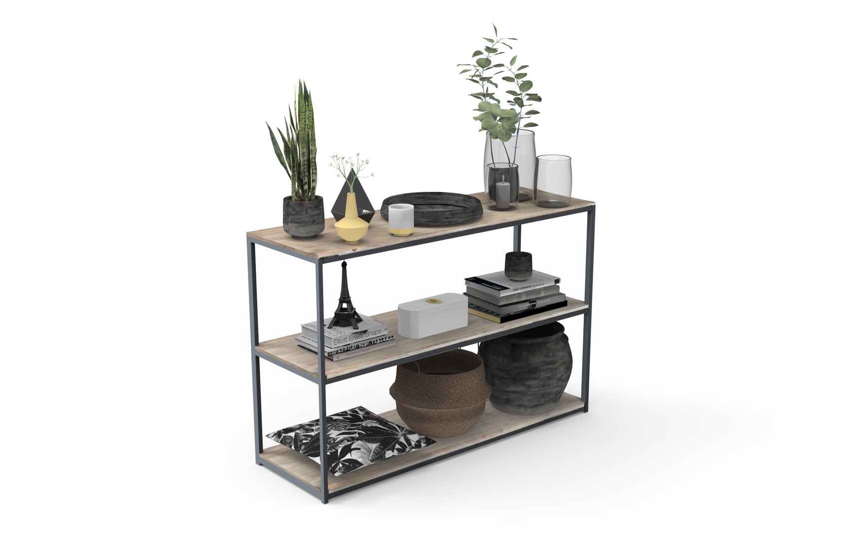 modelo 3d 3-layer shelf and decorative items on it - TurboSquid 2071552