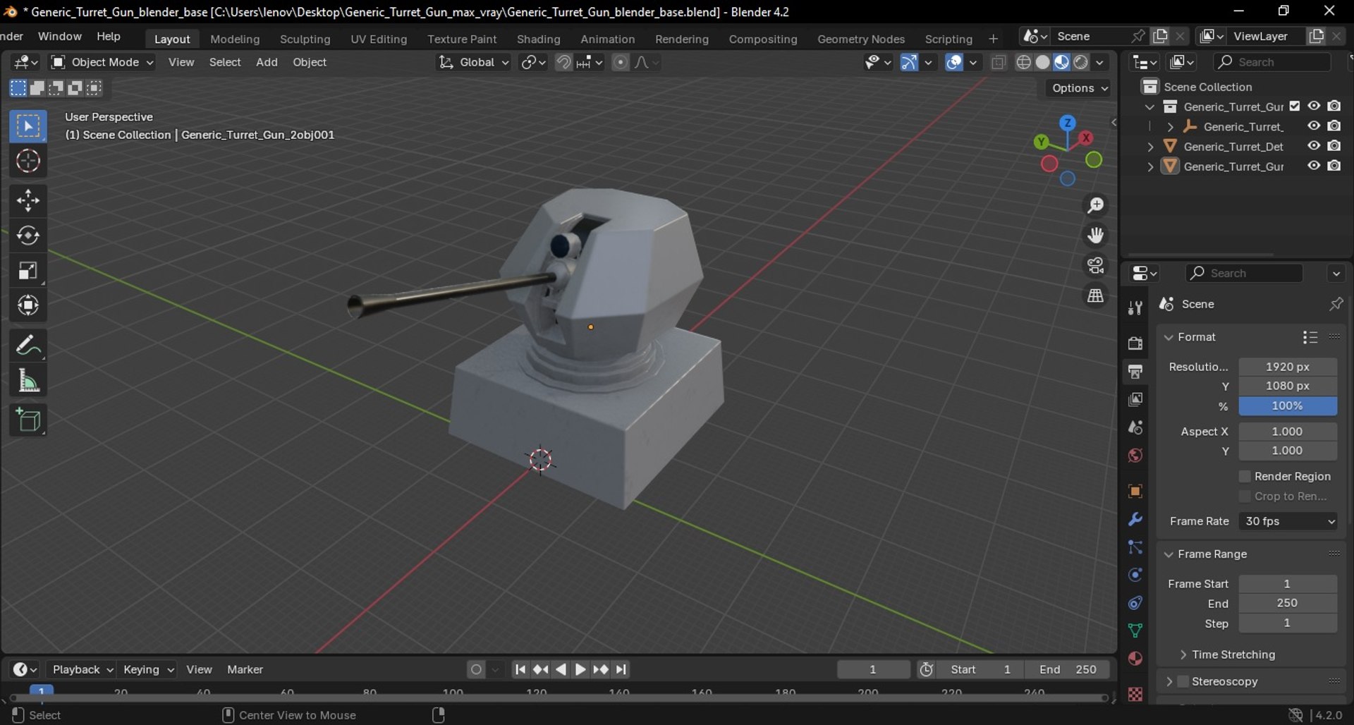 3D Generic Turret Gun - TurboSquid 2315071