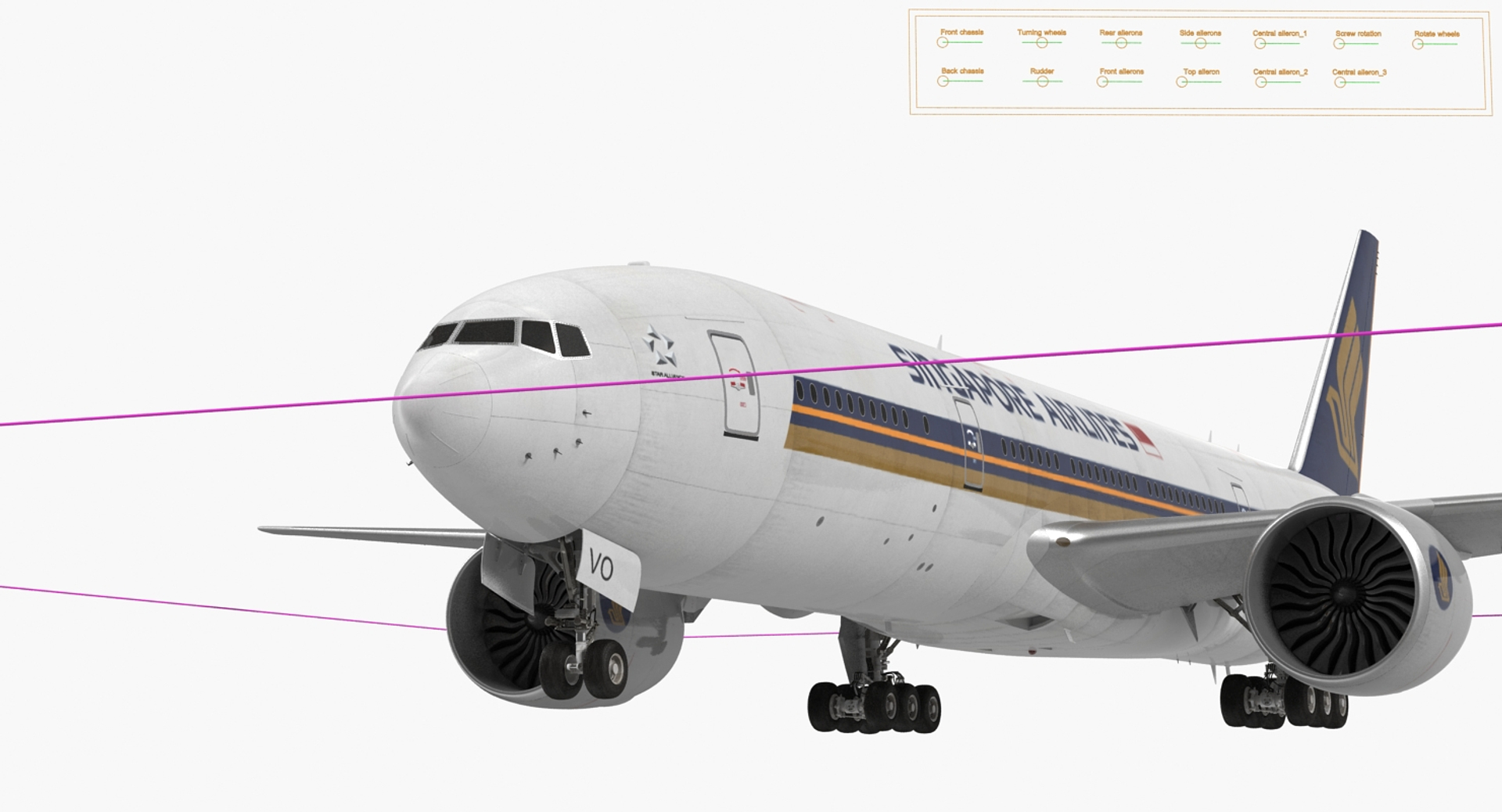 Boeing 777 200lr Singapore 3d Model
