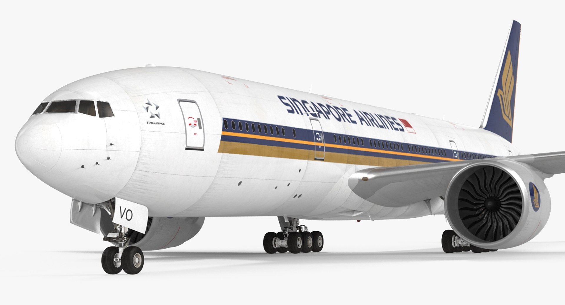 Boeing 777 200lr Singapore 3d Model