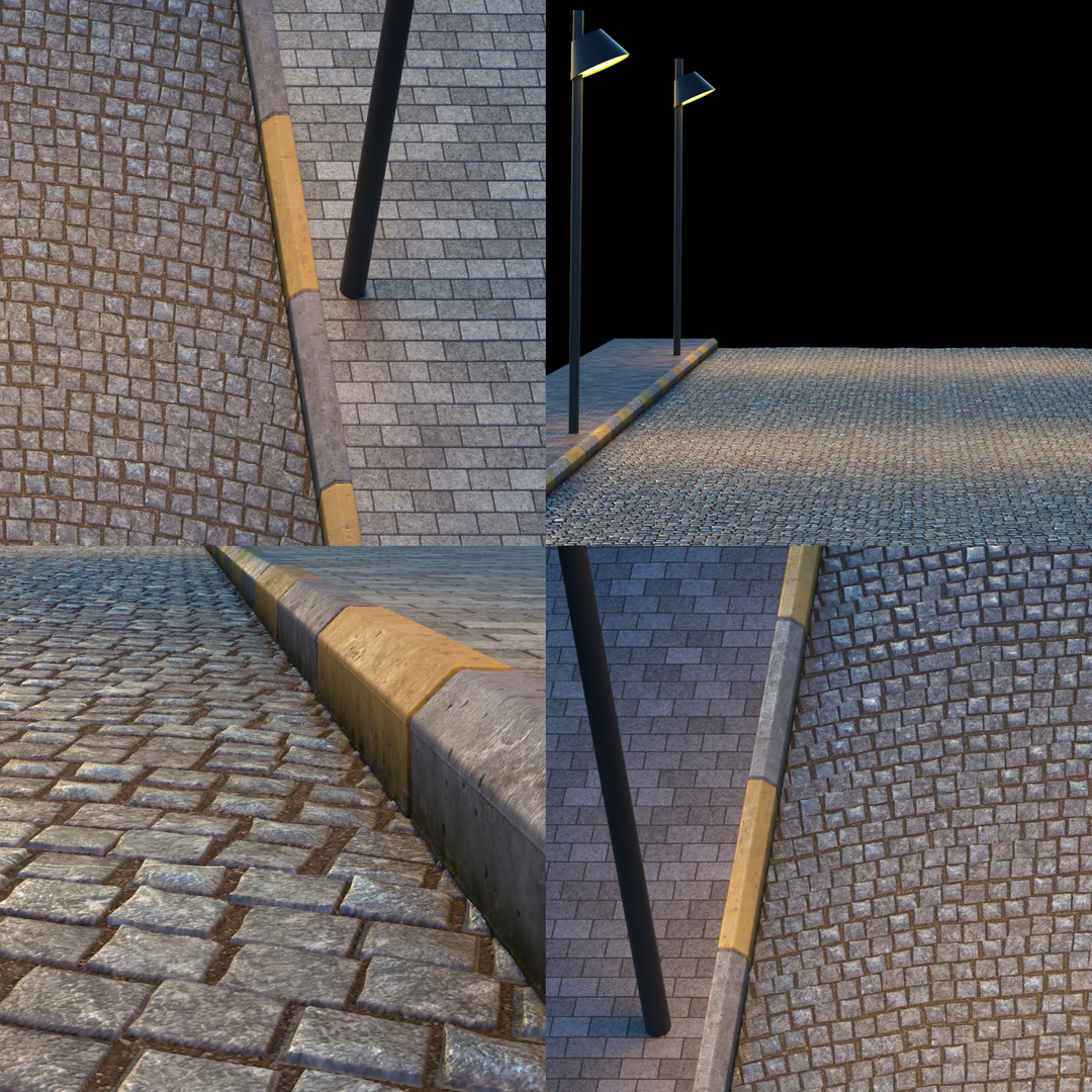 3d model pavement sidewalk