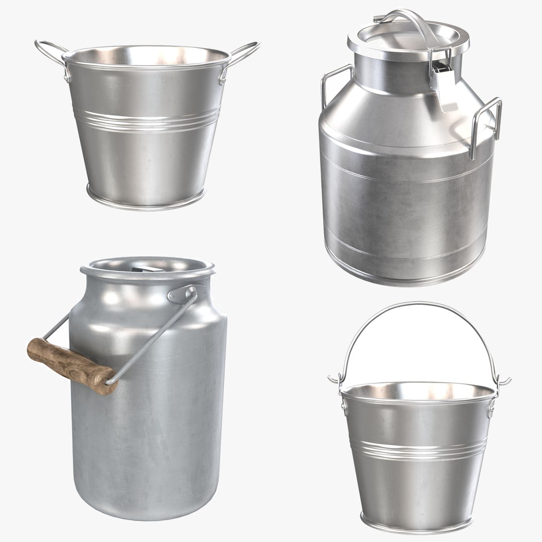 Metal Milk Can And Bucket Collection 3D Model - TurboSquid 2056808