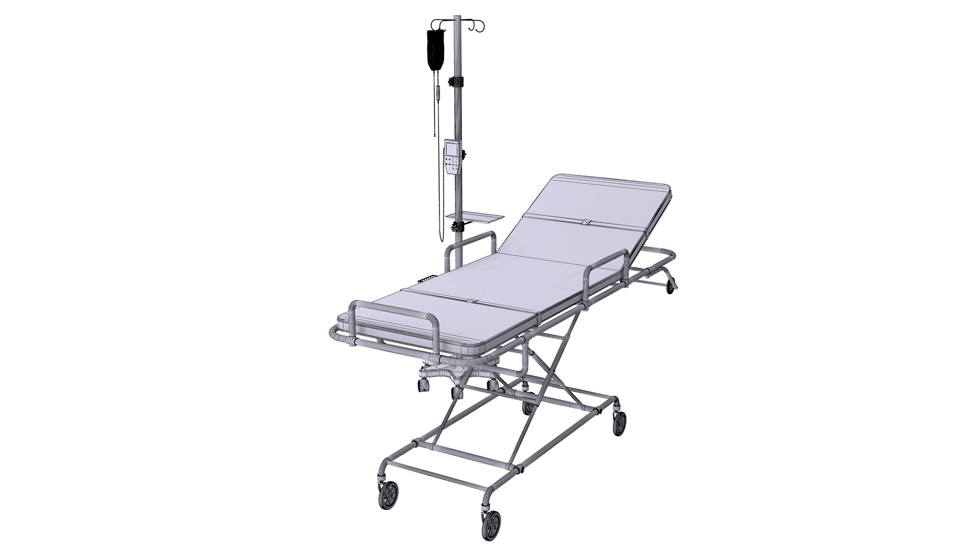 3D Ambulance Bed With IV Stand-Red Model - TurboSquid 1907089
