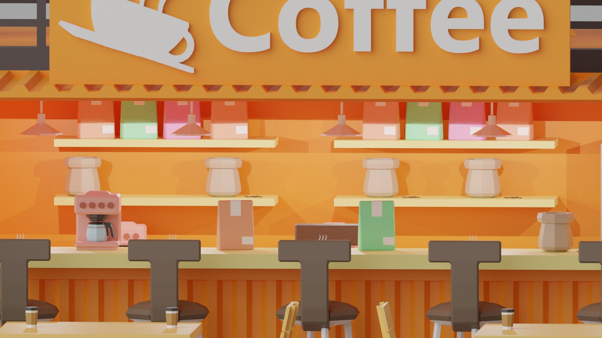 3D Model Cartoon Container Coffee Shop Cafe - TurboSquid 2467958