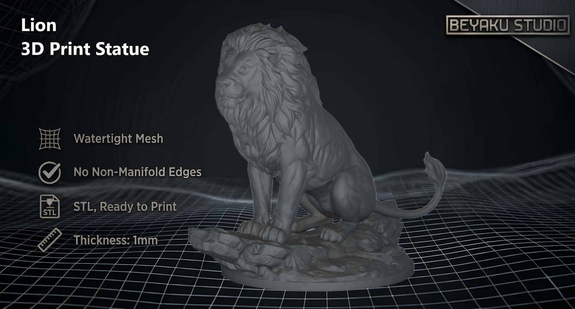 Lion Statue - STL File For 3D Printing 3D - TurboSquid 2541569