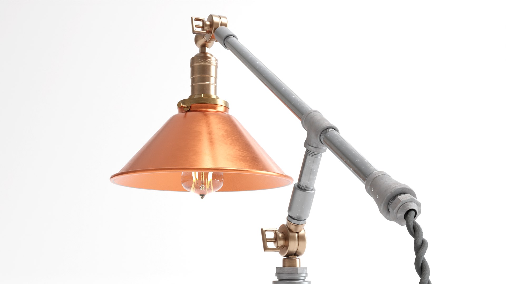 3D Model Industrial Copper Tube Lamp - TurboSquid 2097904