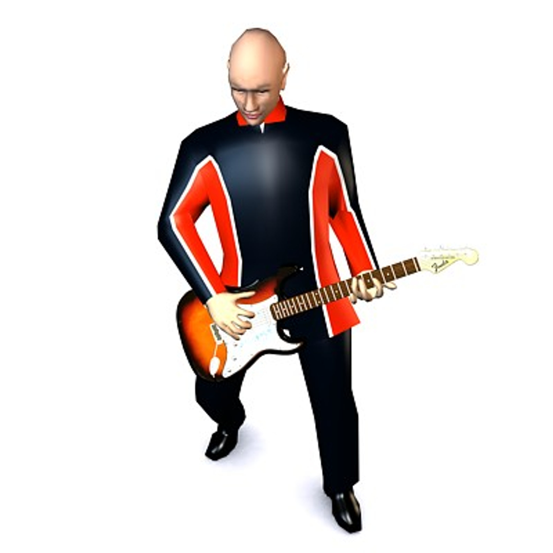 3d model male guitarist guitar