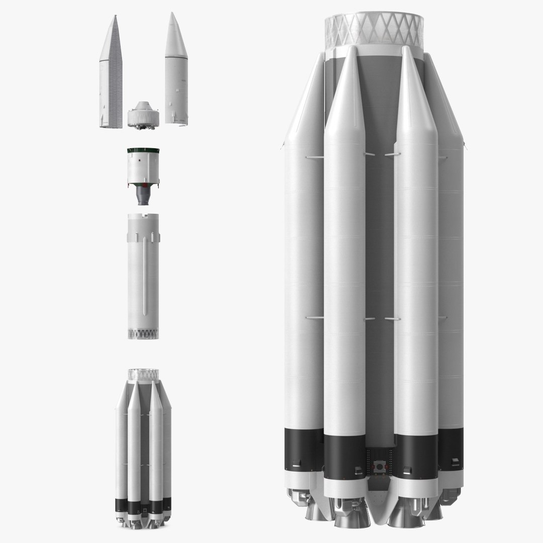 3D Heavy Lift Launch Rocket Main Parts - TurboSquid 1770172